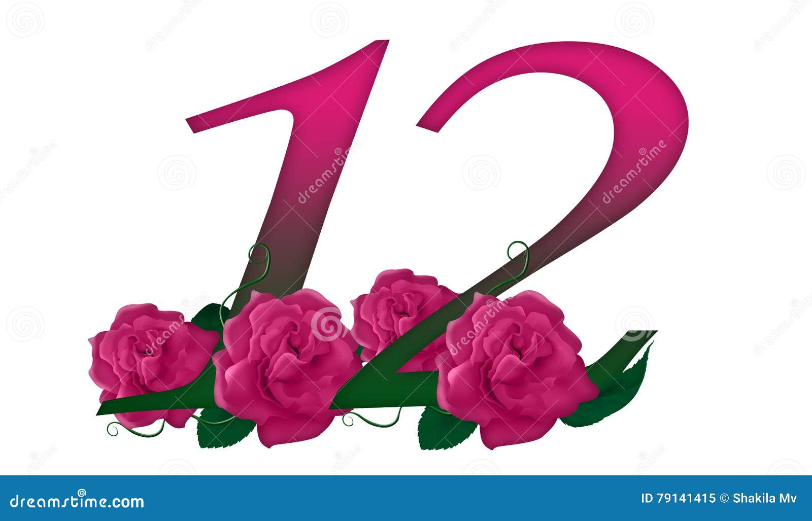 Número 12 floral stock de ilustración. Ilustración de elemento - 79141415