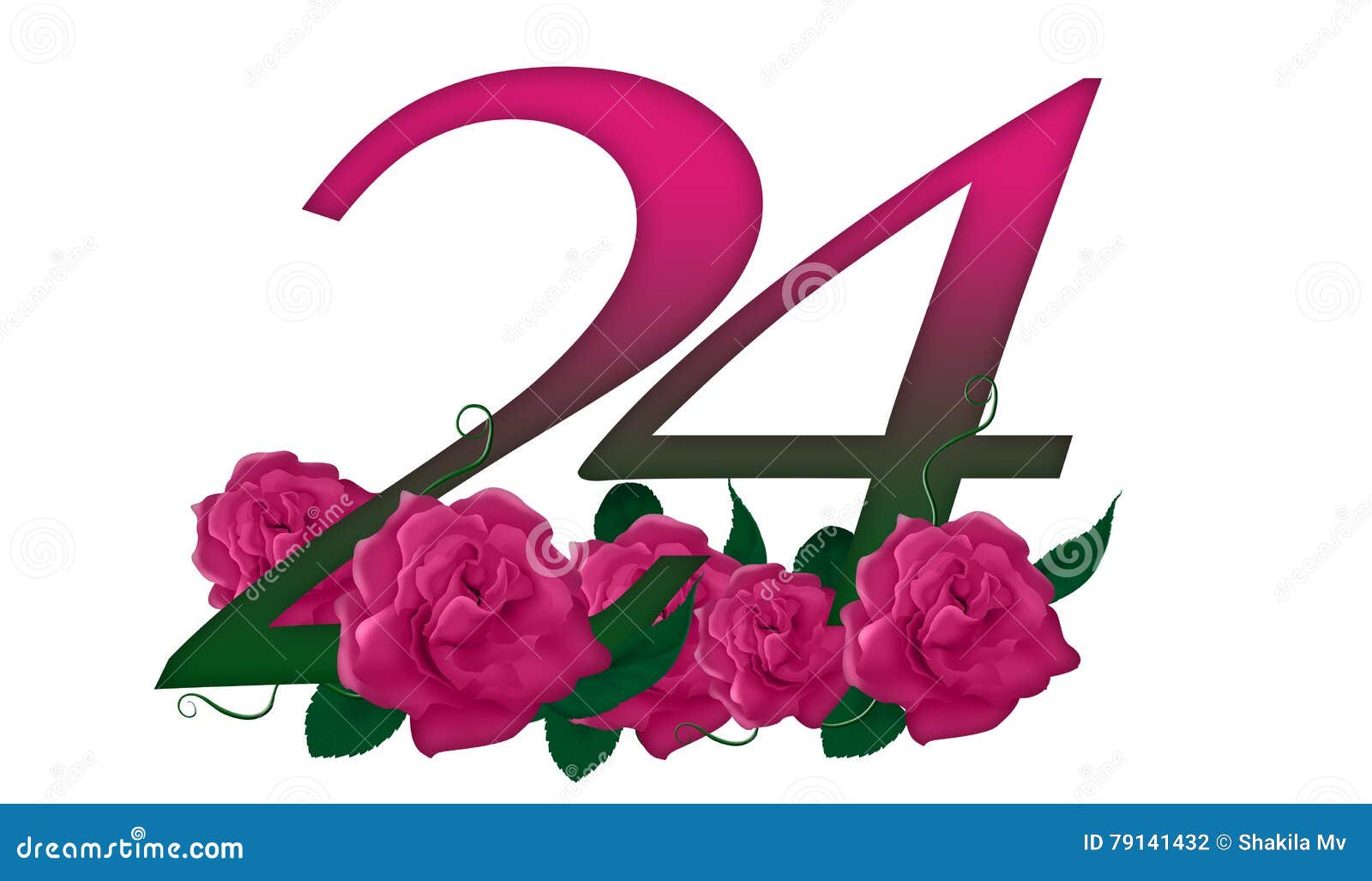 Número 24 floral ilustração stock. Ilustração de confete - 79141432