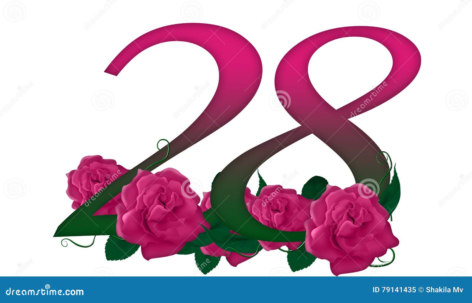 Número 28 floral stock de ilustración. Ilustración de muchachas - 79141435