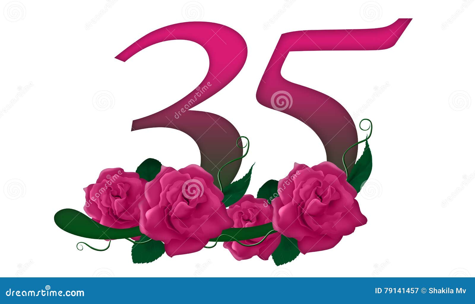 Número 35 floral stock de ilustración. Ilustración de colorido - 79141457