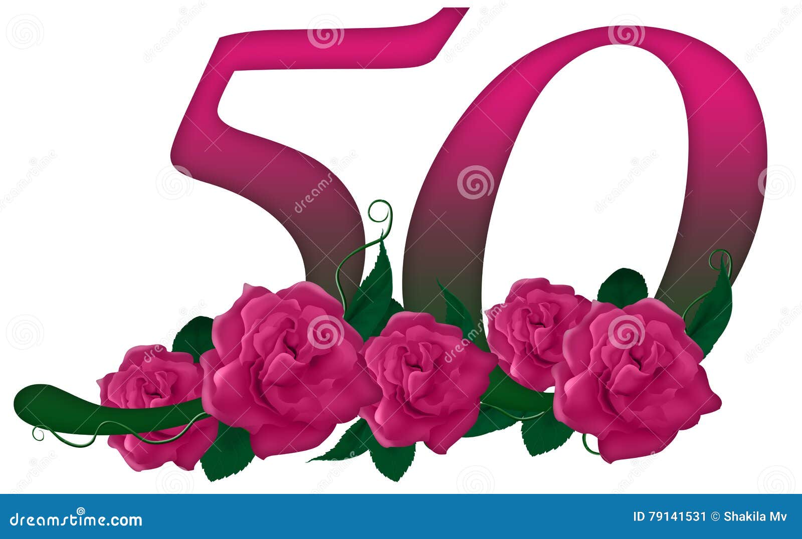 Número 50 floral stock de ilustración. Ilustración de florido - 79141531
