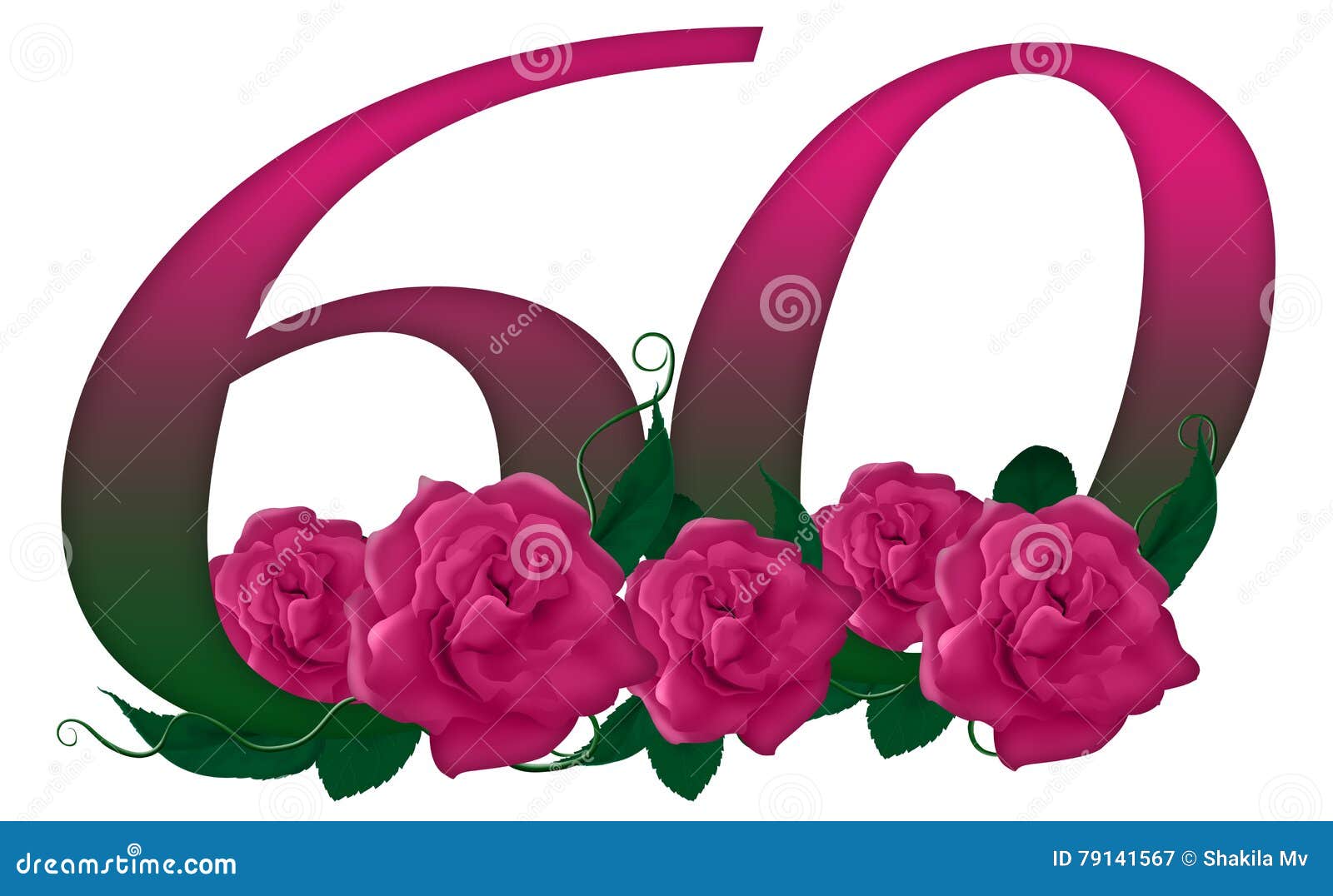 Número 60 floral stock de ilustración. Ilustración de flores - 79141567