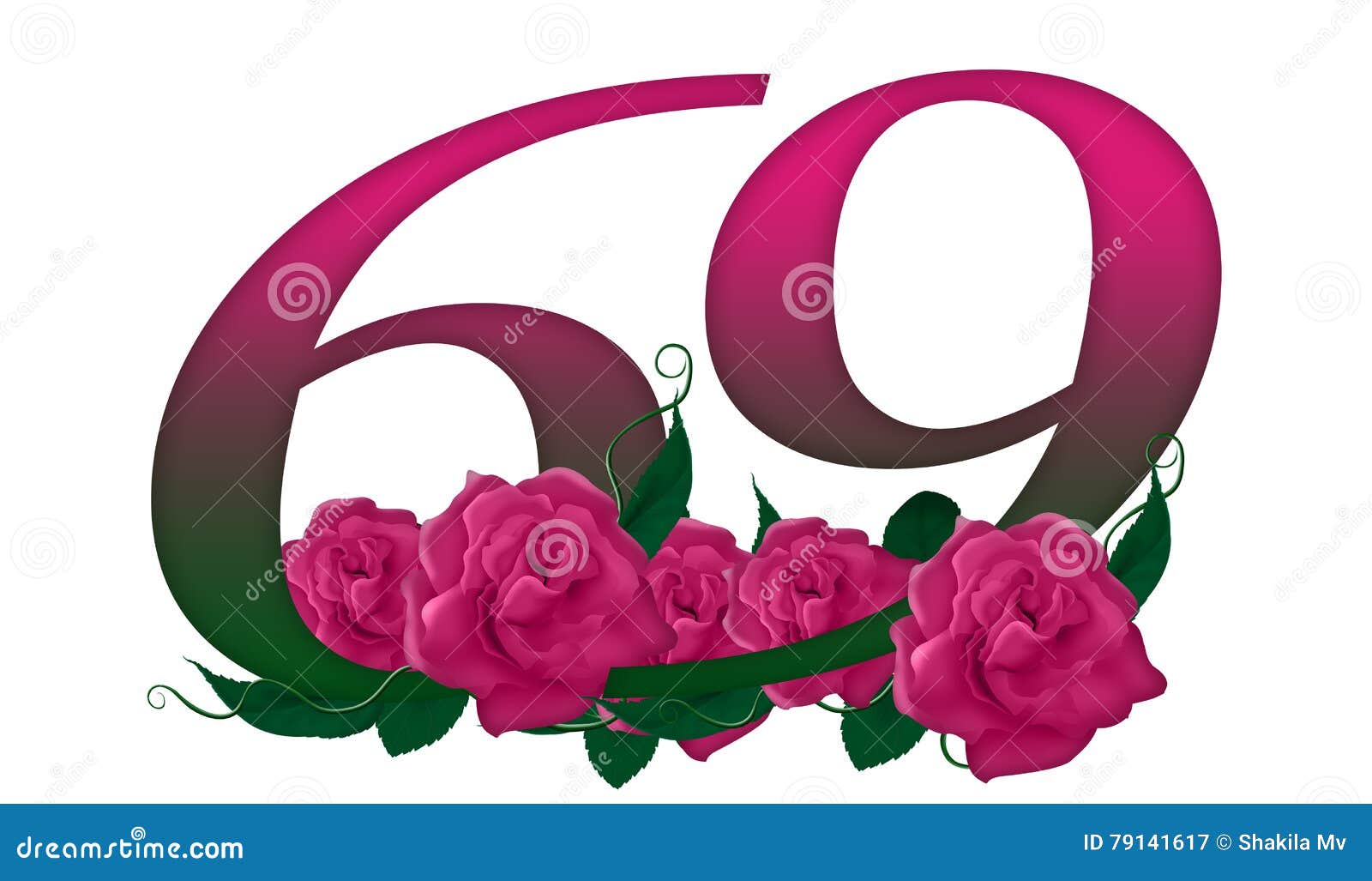 Número 69 floral stock de ilustración. Ilustración de floral - 79141617