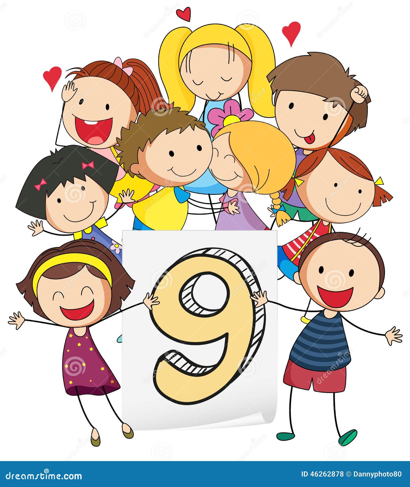 Número nove ilustração do vetor. Ilustração de nove, cartoon - 46262878