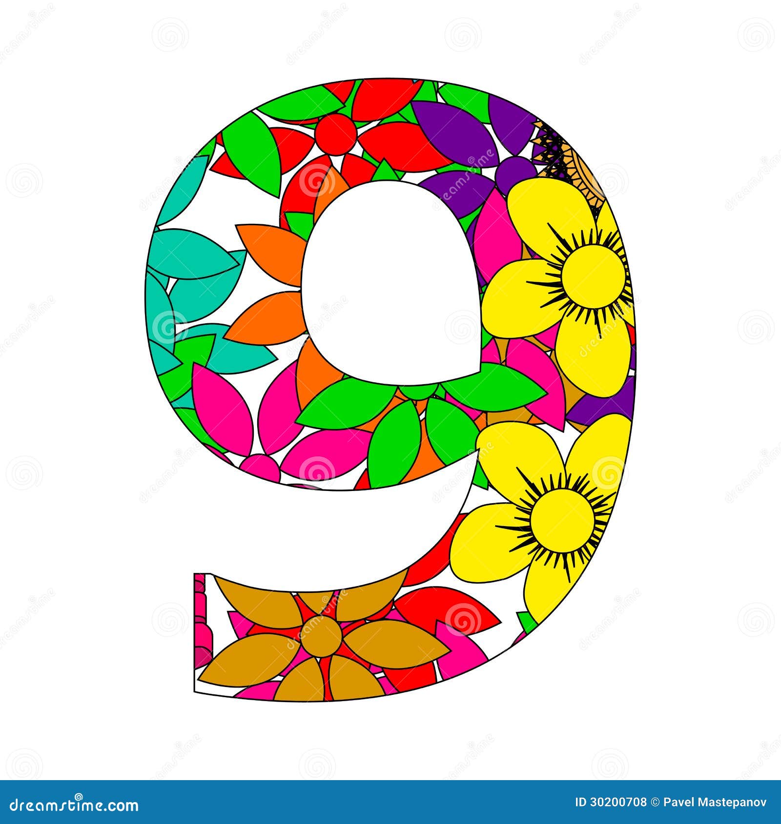 Número nove ilustração do vetor. Ilustração de figura - 30200708