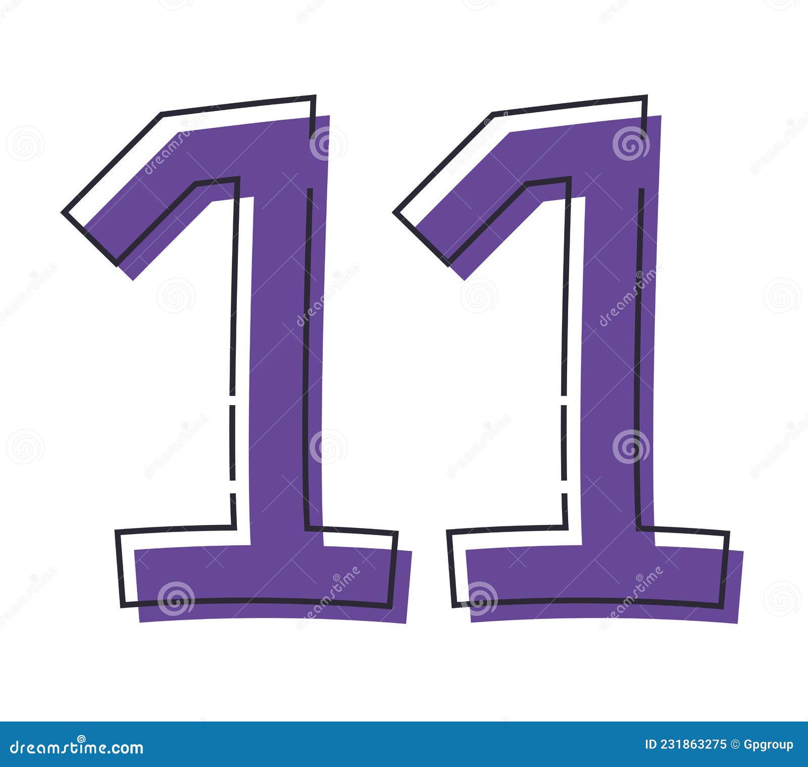 Número once lindo ilustración del vector. Ilustración de siglas - 231863275