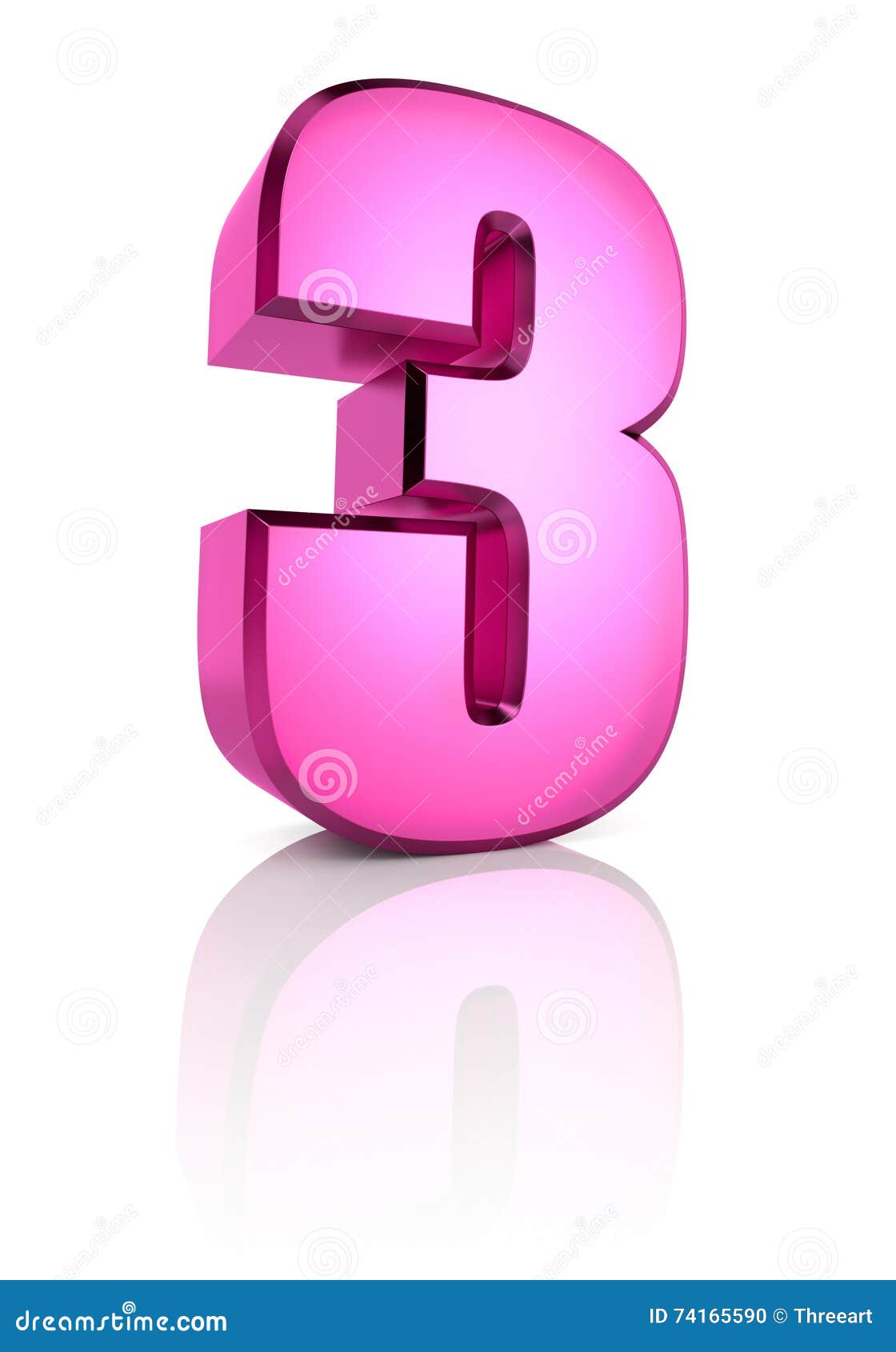 Número rosado 3 stock de ilustración. Ilustración de brillante - 74165590