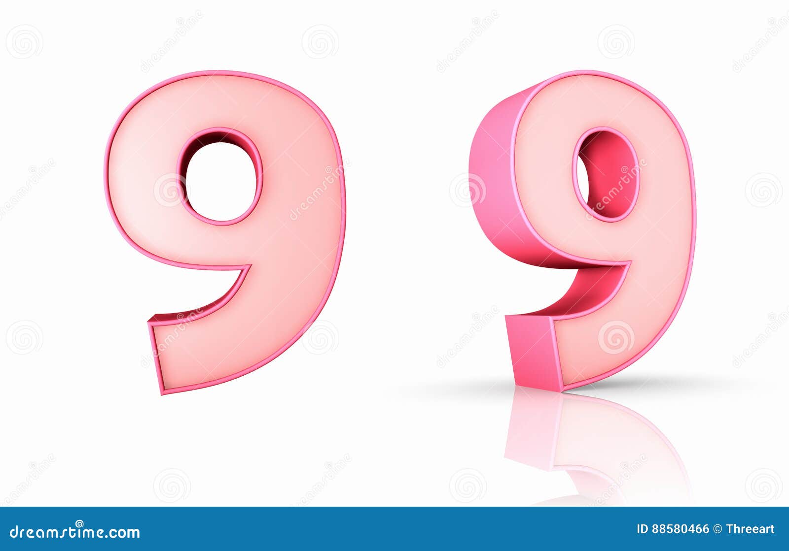 Número rosado nueve stock de ilustración. Ilustración de nueve - 88580466