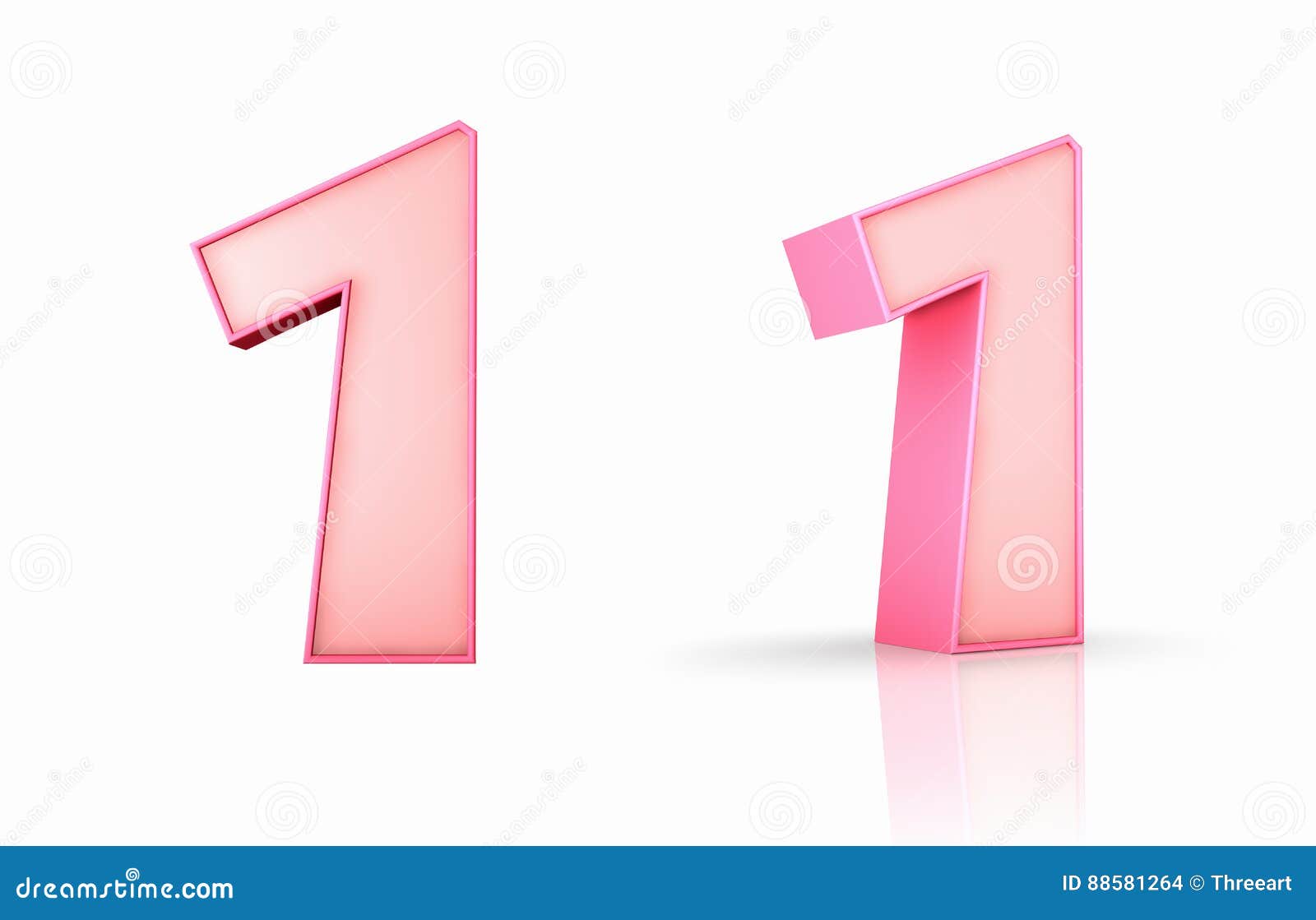 Número rosado uno stock de ilustración. Ilustración de texto - 88581264