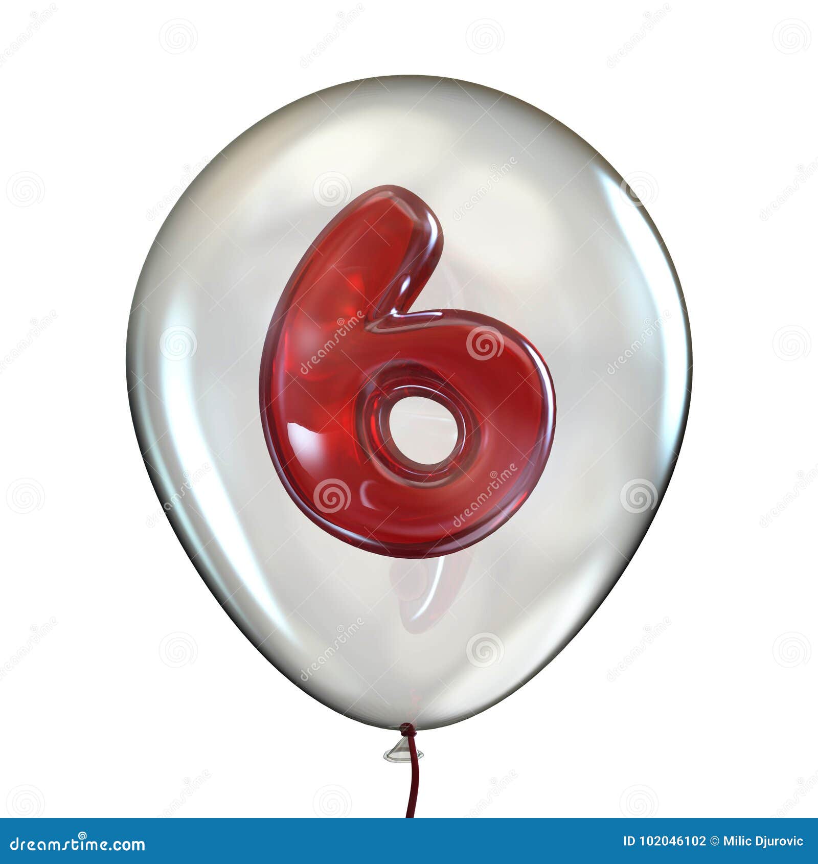 Número SEIS 6 En El Globo Transparente 3D Stock de ilustración ...