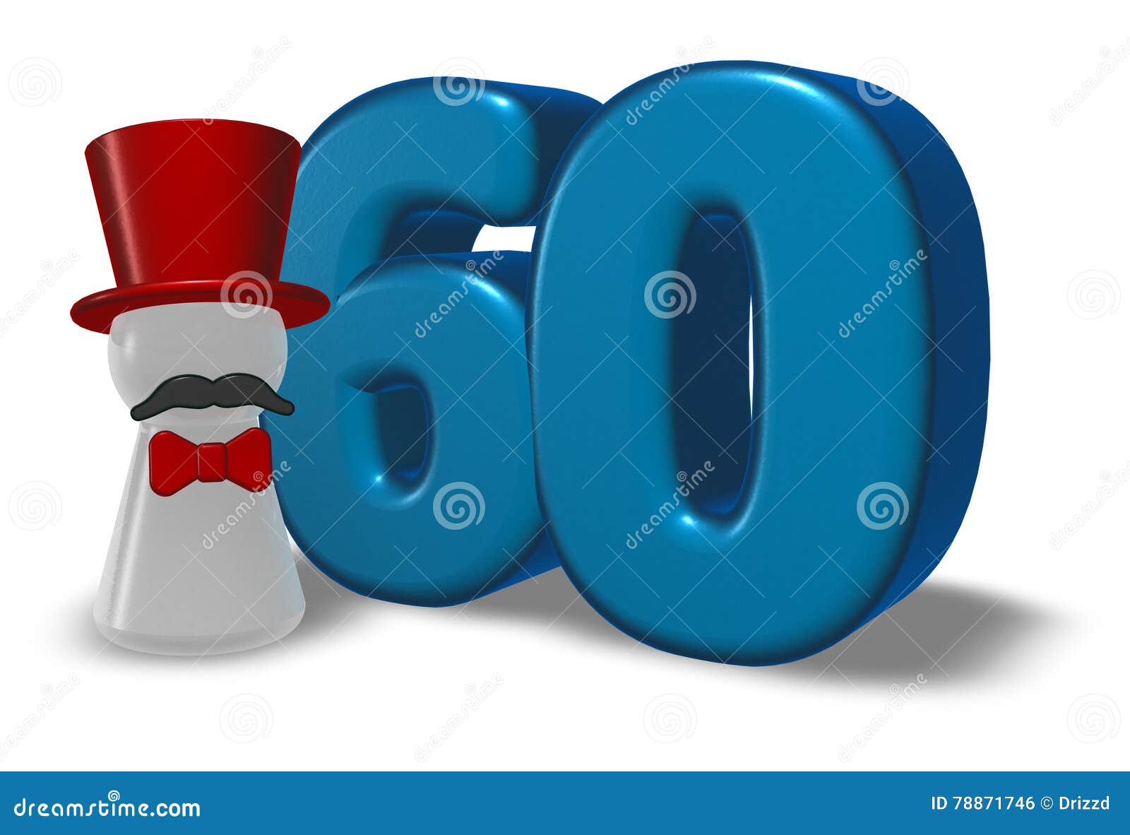 Número Sessenta E Penhor Com Chapéu E Barba Ilustração Stock ...