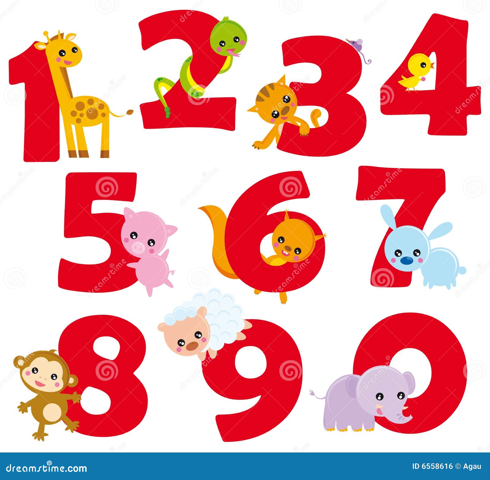 Números animales ilustración del vector. Ilustración de historieta ...