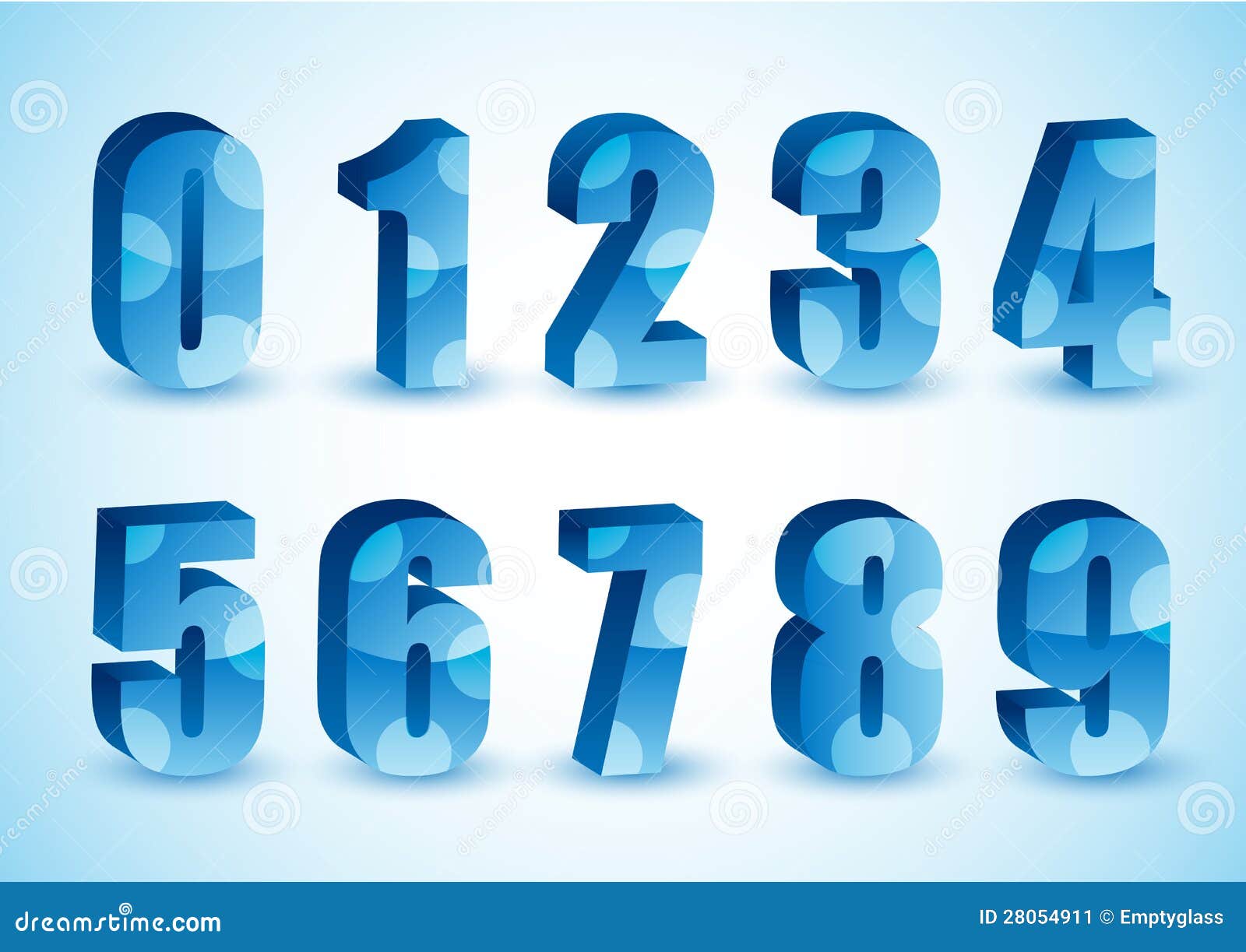 Números azules 3D ilustración del vector. Ilustración de seises - 28054911