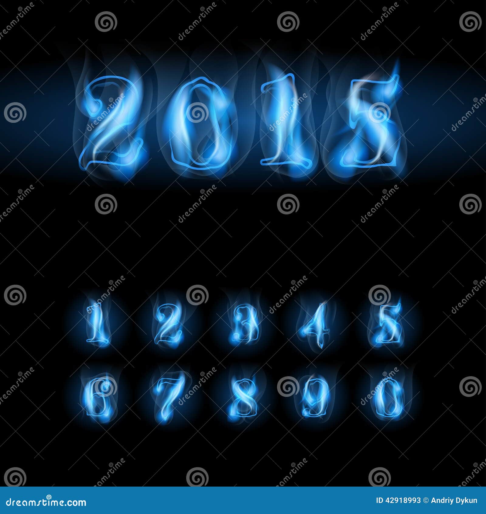 Números azules del fuego ilustración del vector. Ilustración de negro ...