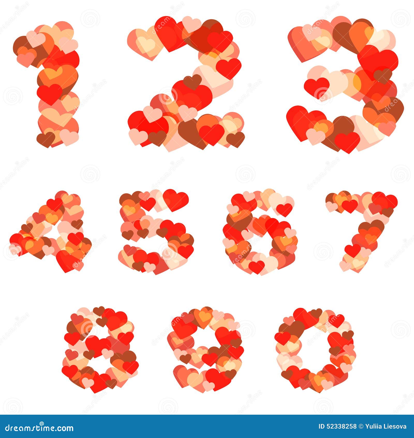 Números Coloridos Hechos De Corazones Ilustración del Vector ...