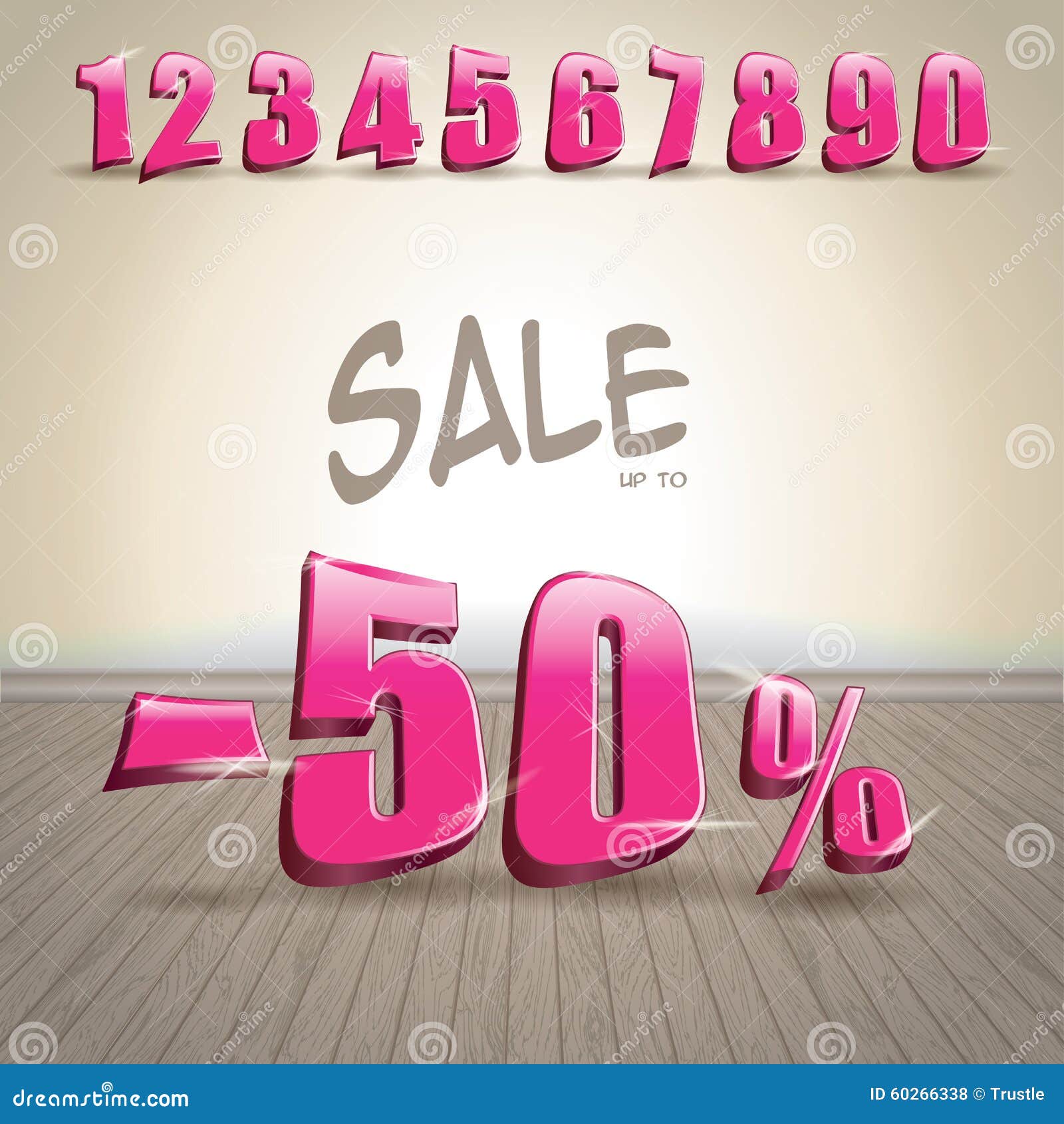 Números cor-de-rosa ilustração do vetor. Ilustração de vetor - 60266338