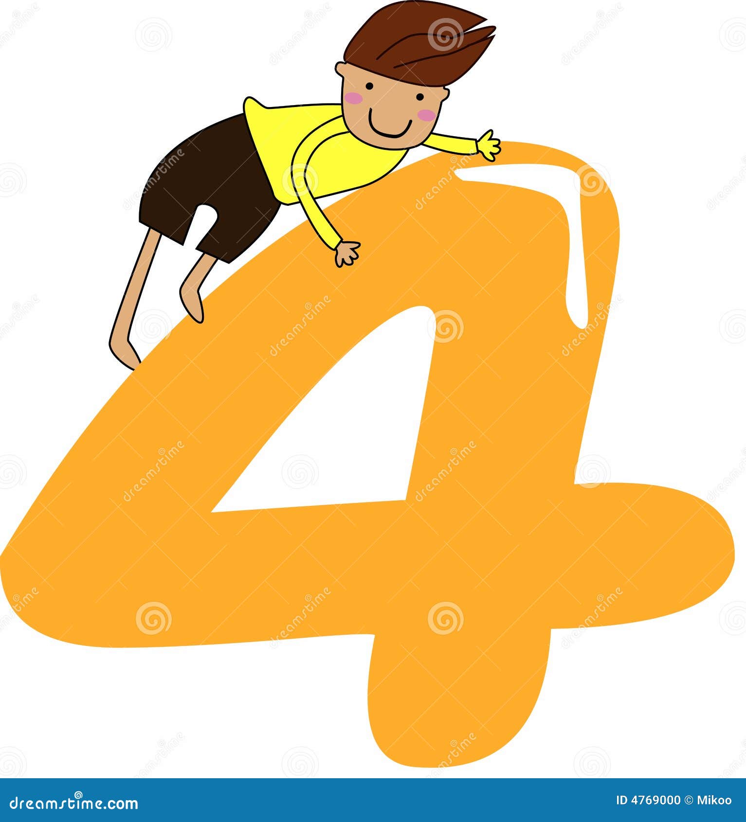 Números cuatro stock de ilustración. Ilustración de muchachos - 4769000
