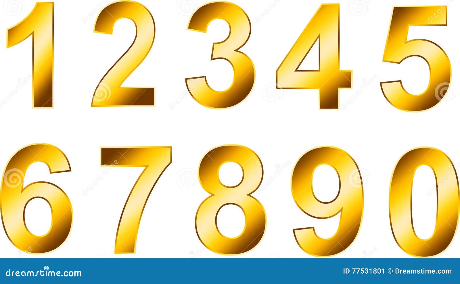 Números del oro stock de ilustración. Ilustración de internet - 77531801