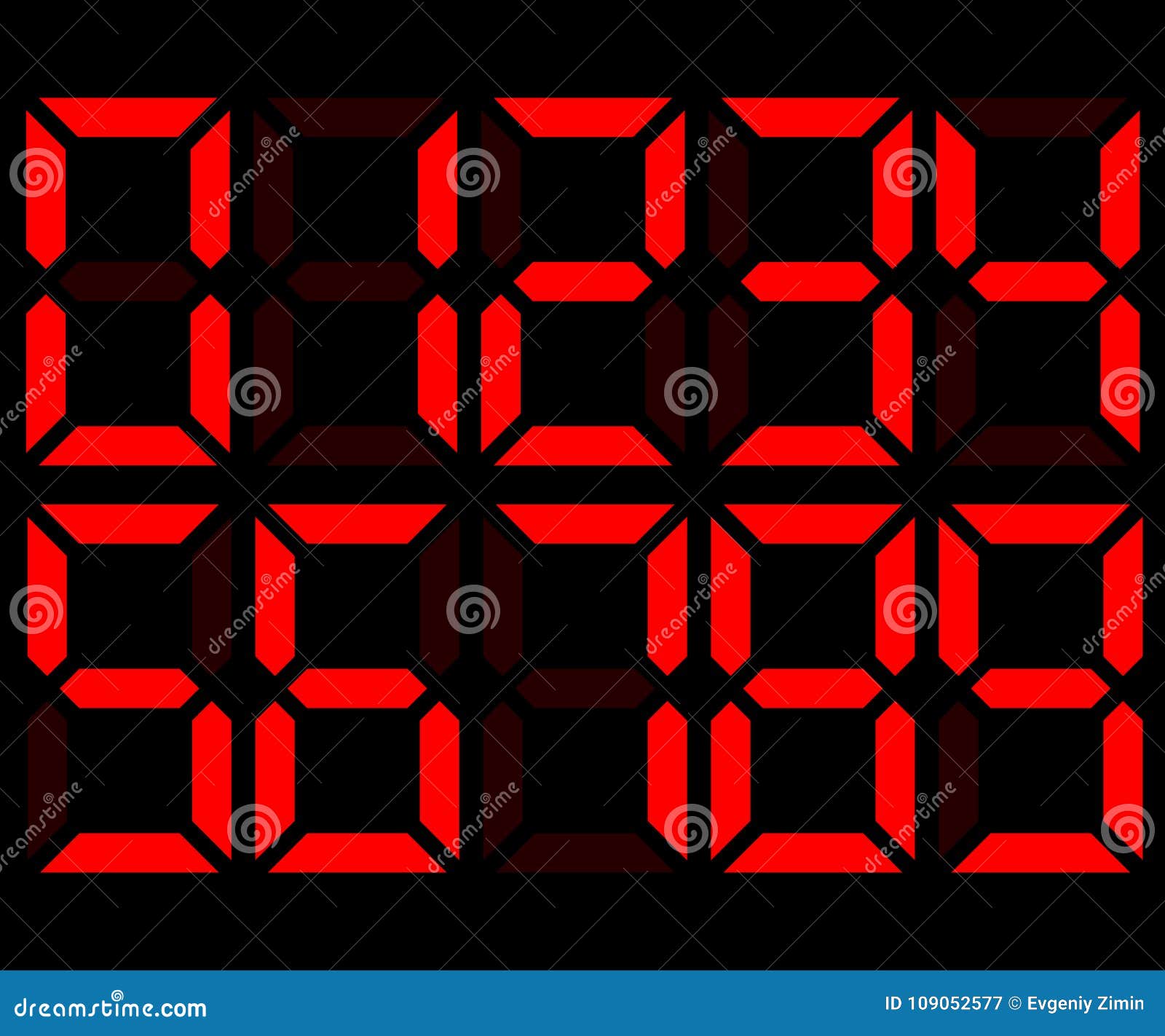 Números Digitales Electrónicos Rojos 0-9 Ilustración del Vector ...