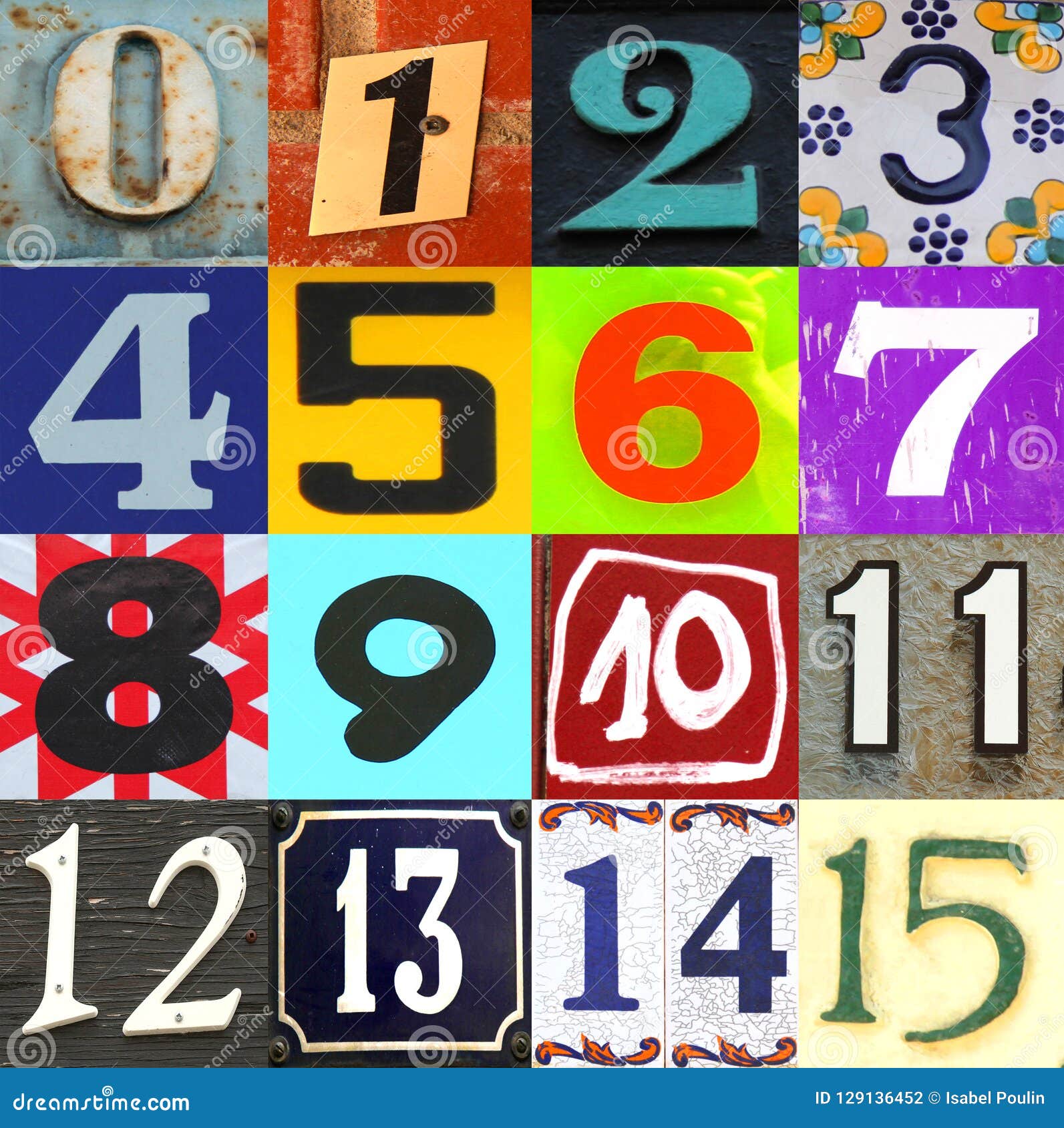 Números 0 a 15 En El Fondo Blanco Foto de archivo - Imagen de ...