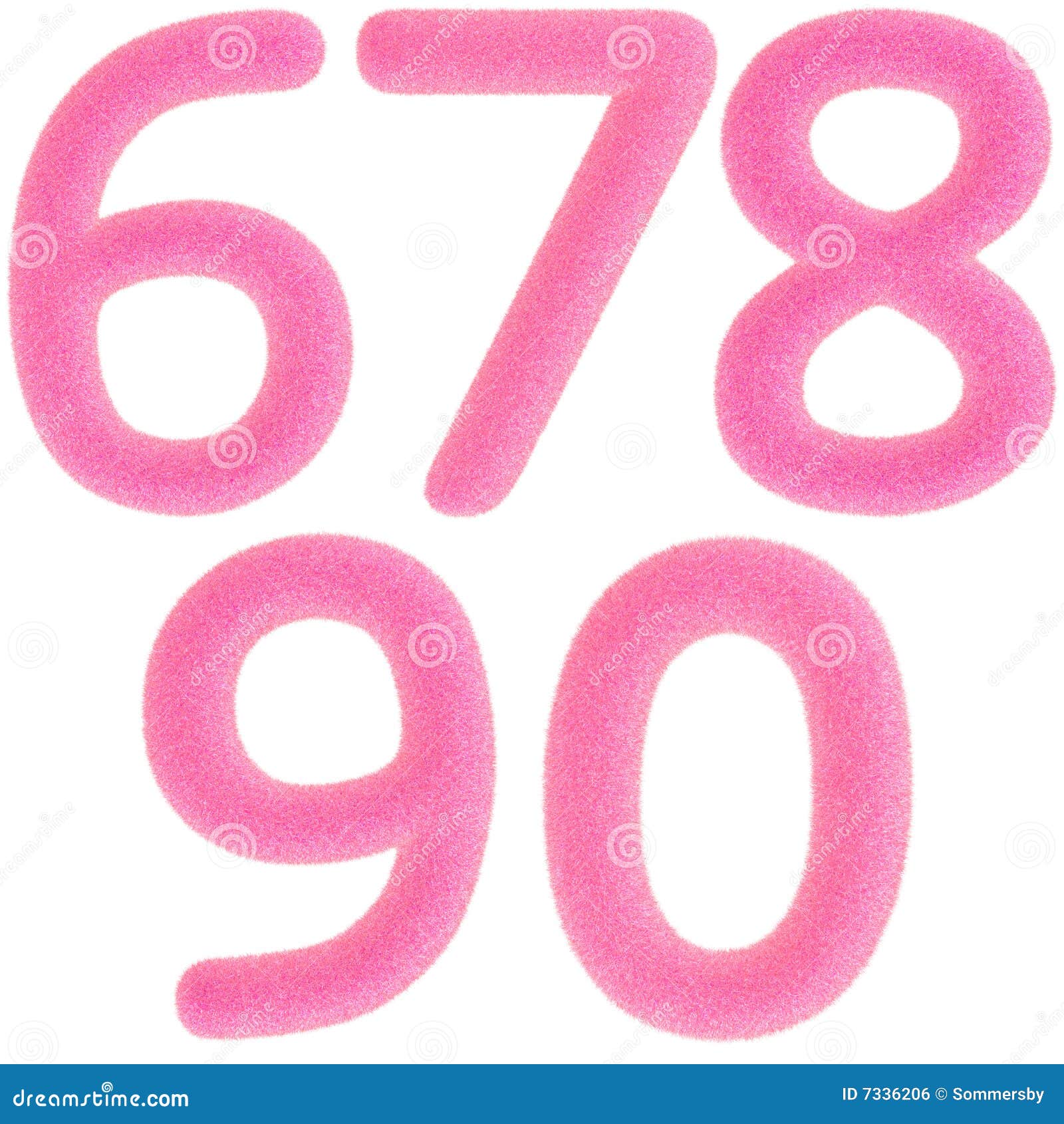 Números rosados peludos stock de ilustración. Ilustración de cinco ...