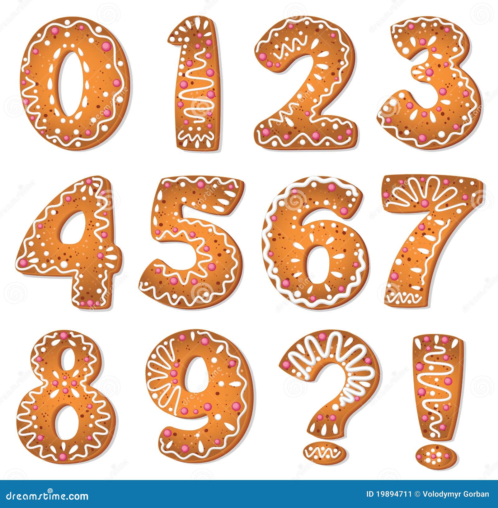 Números Y Símbolos De Las Galletas Ilustración del Vector - Ilustración ...