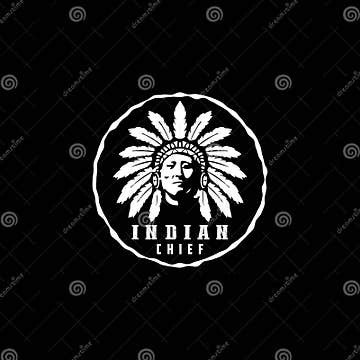 American Native, Indian Chief Logo Design Vector Illustration Stock ...