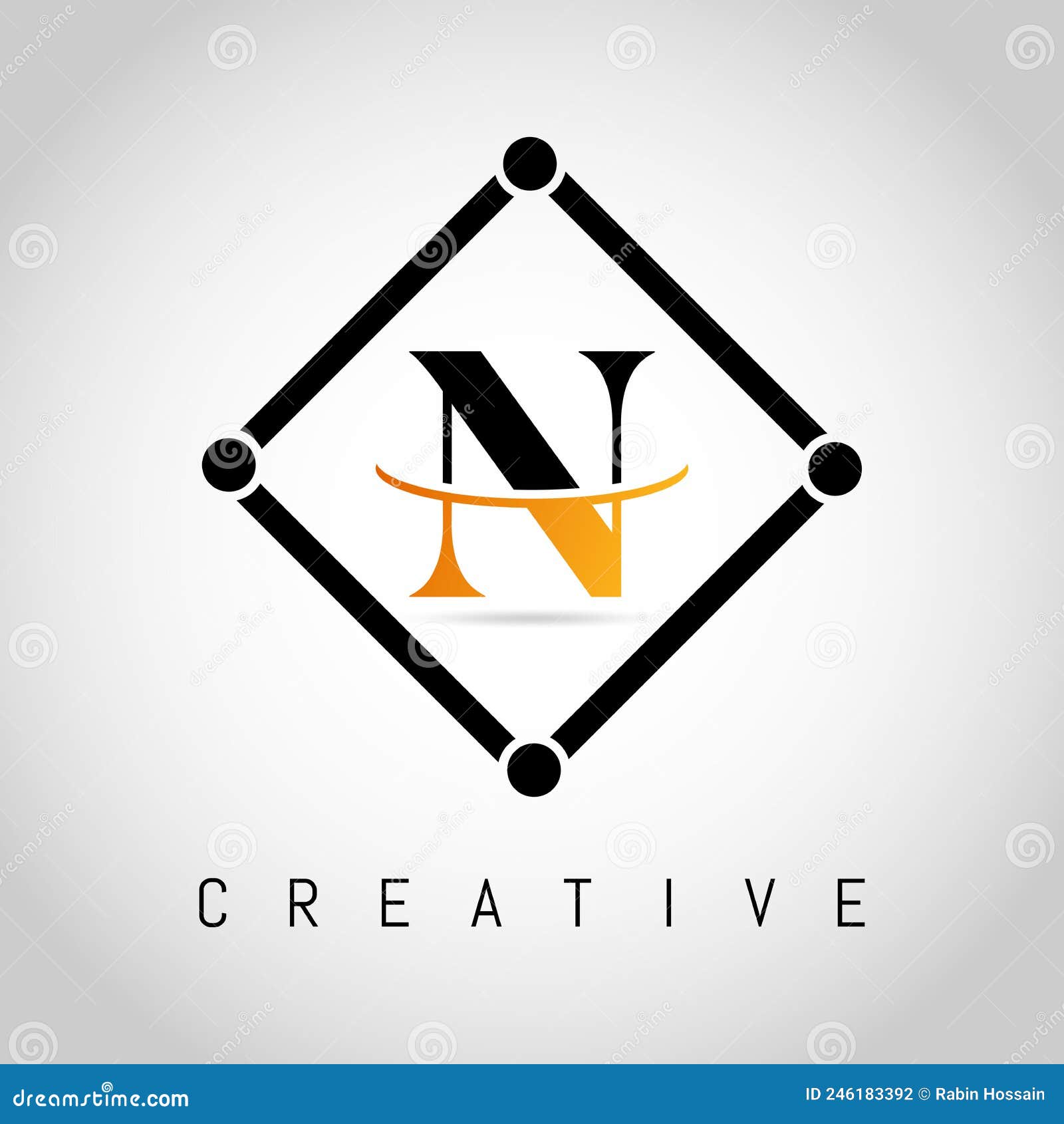 N Square Framed Letter Logo Design Vector . Stock Vector - Illustration ...