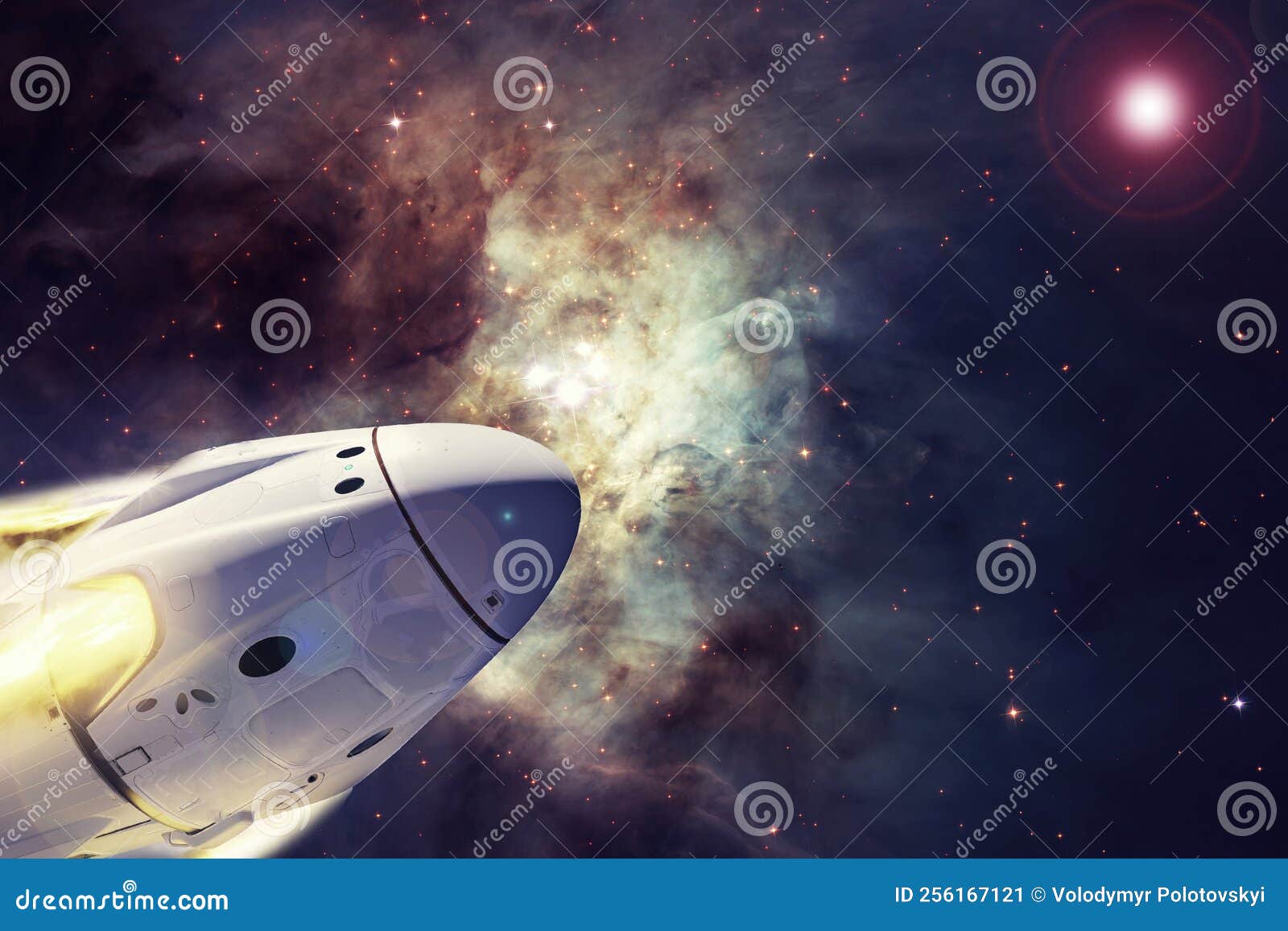 A Spaceship Capsule Coming To the Space Station. the Elements of this ...