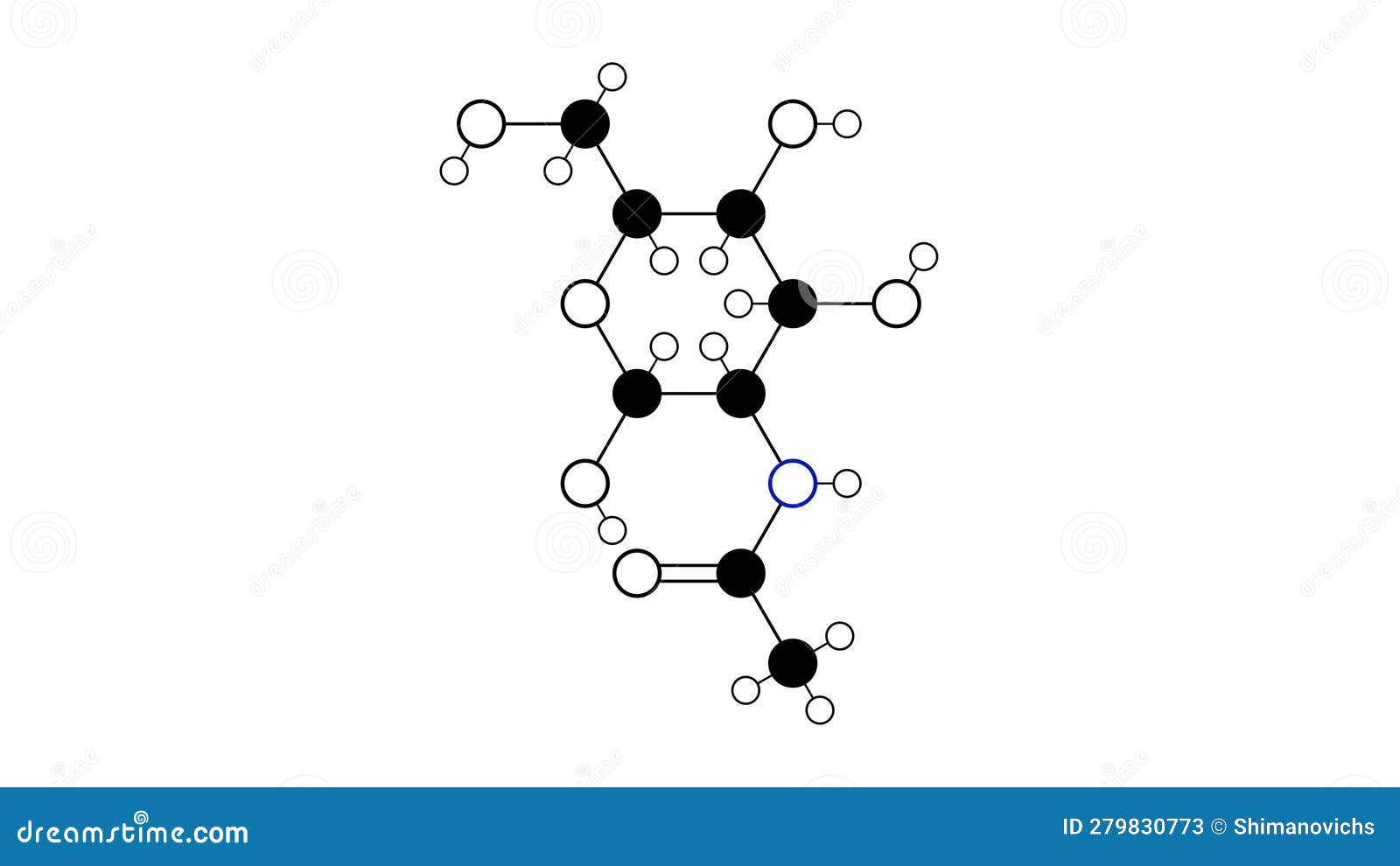 N-acetylglucosamine Molecule, Structural Chemical Formula, Ball-and ...
