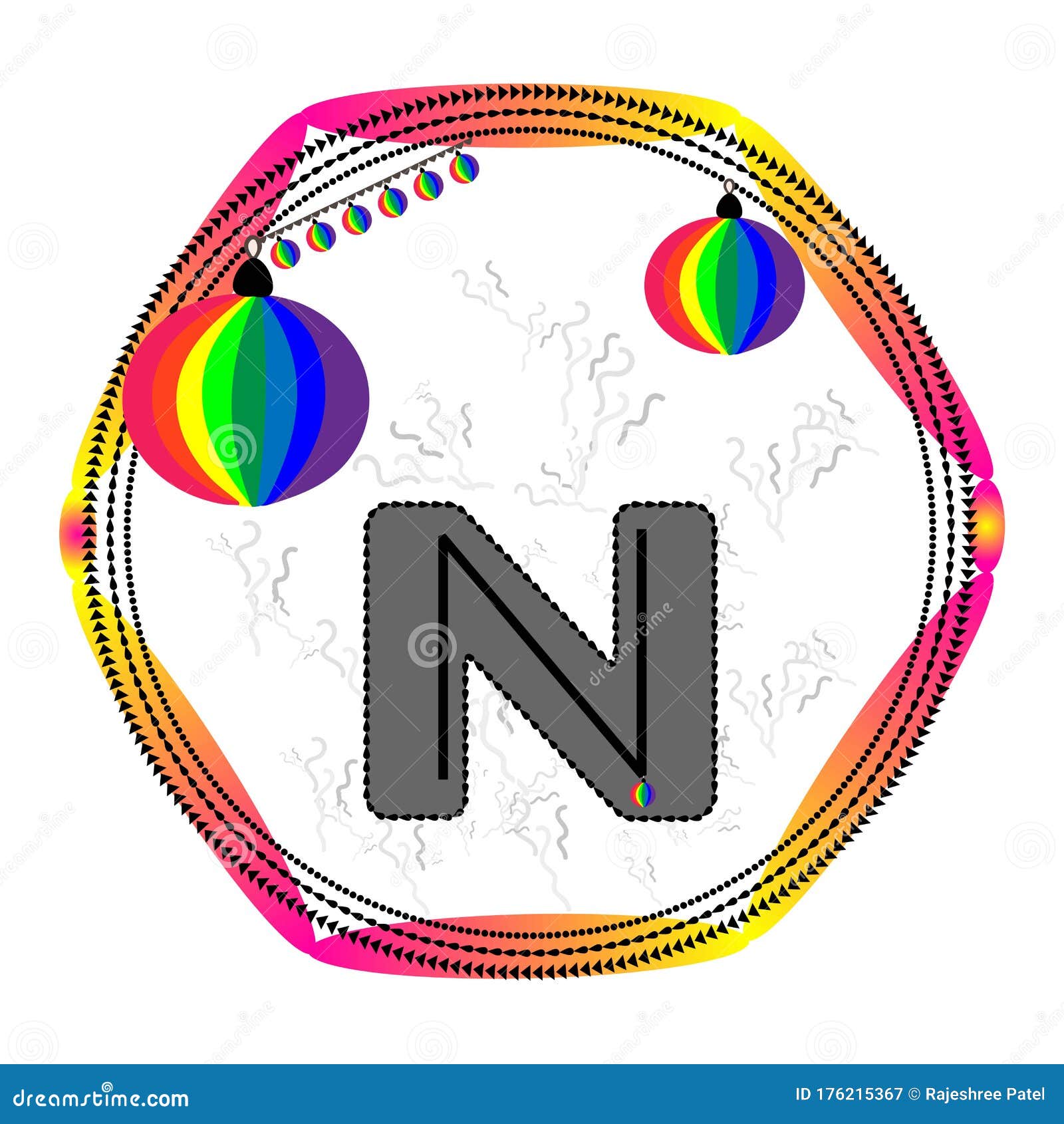 The Letter N In Rainbow