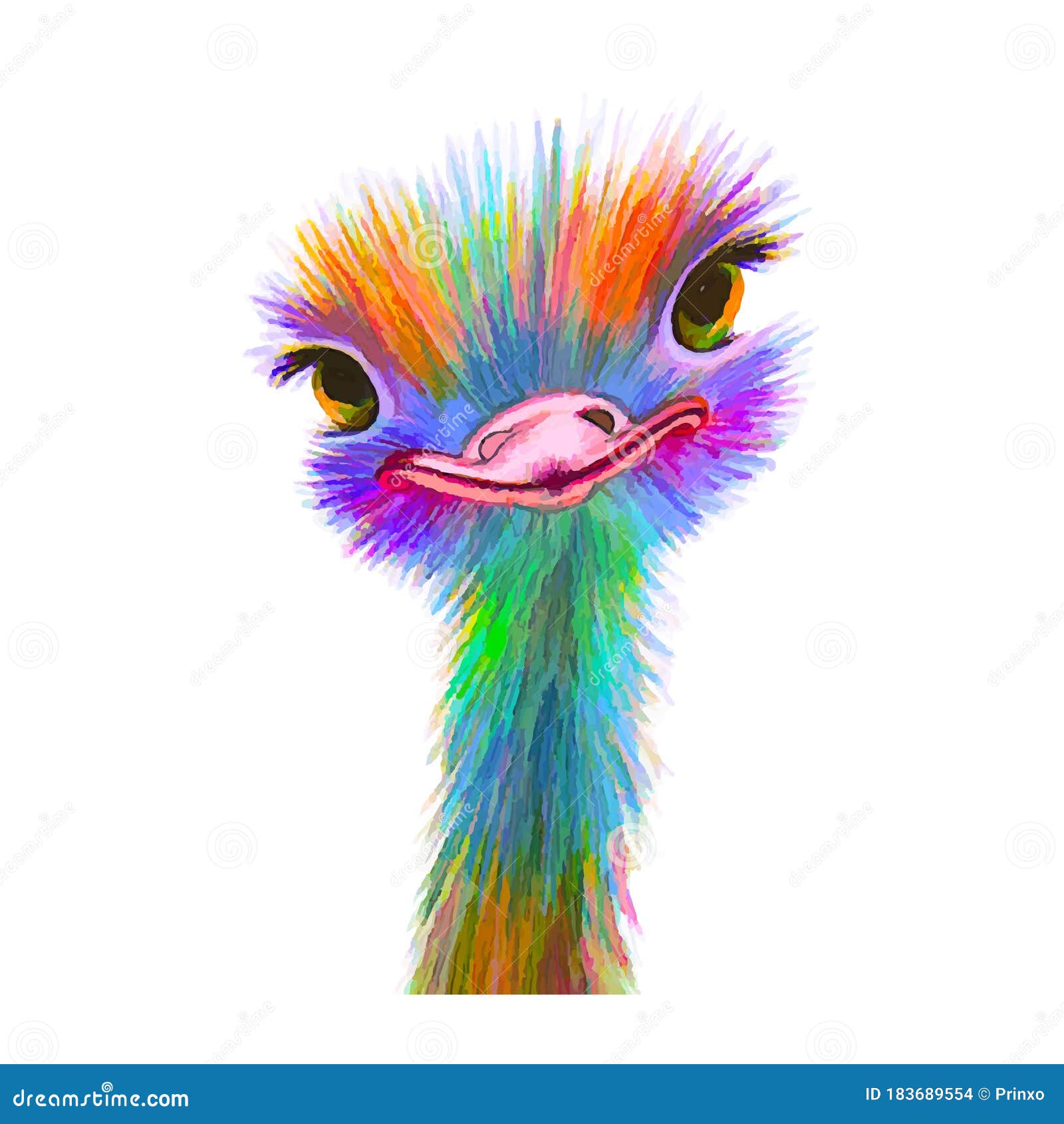 Colorful ostrich vector stock vector. Illustration of pink - 183689554