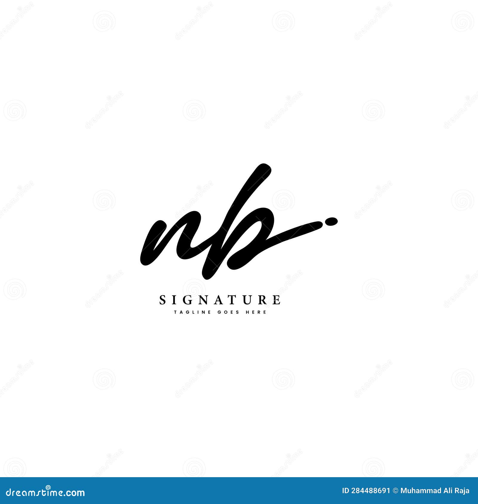 N, B, NB Initial Letter Handwritten and Signature Vector Image Logo ...