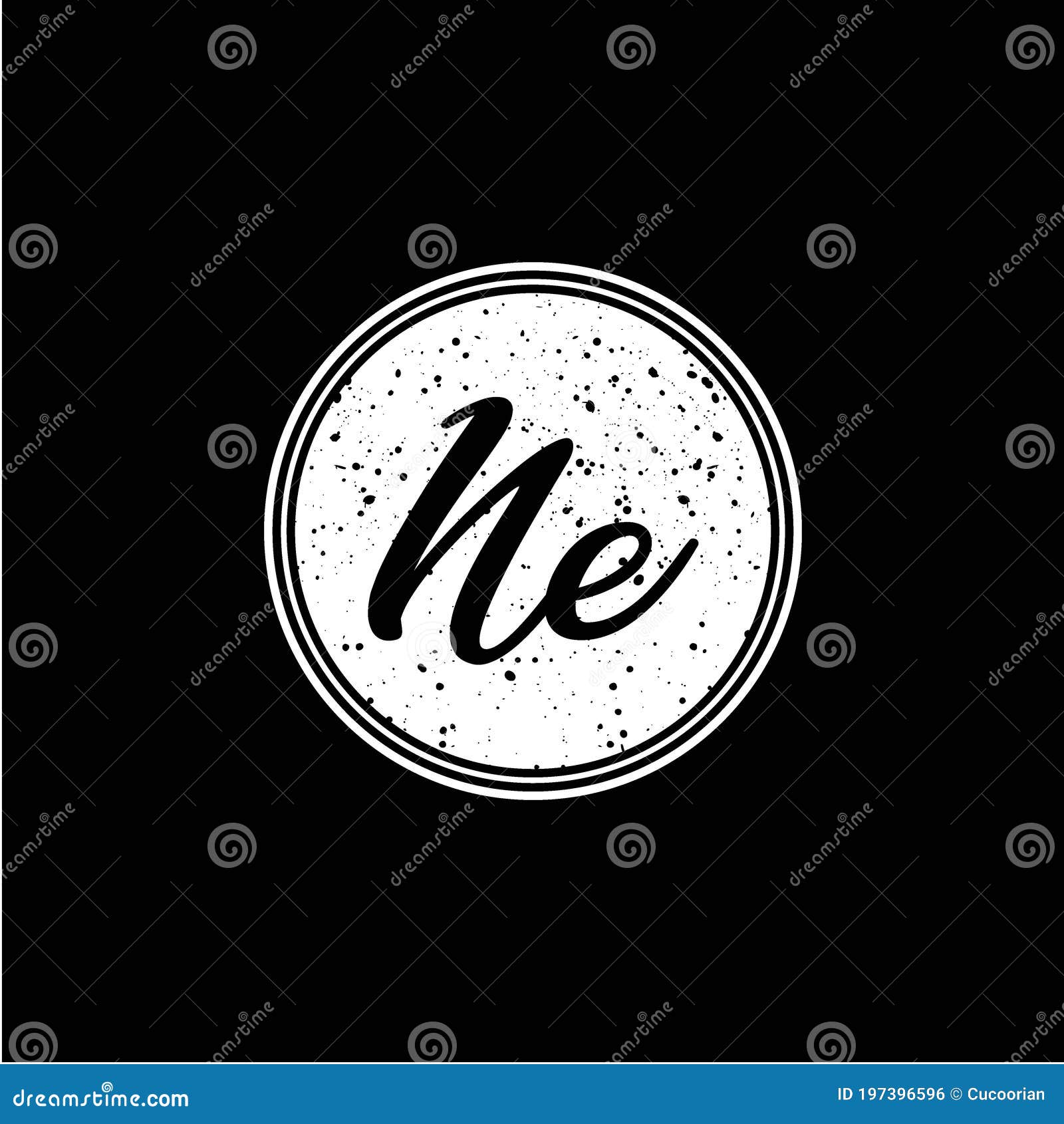 N E Initial Handwriting in Black and White Circle Frame Design Stock ...