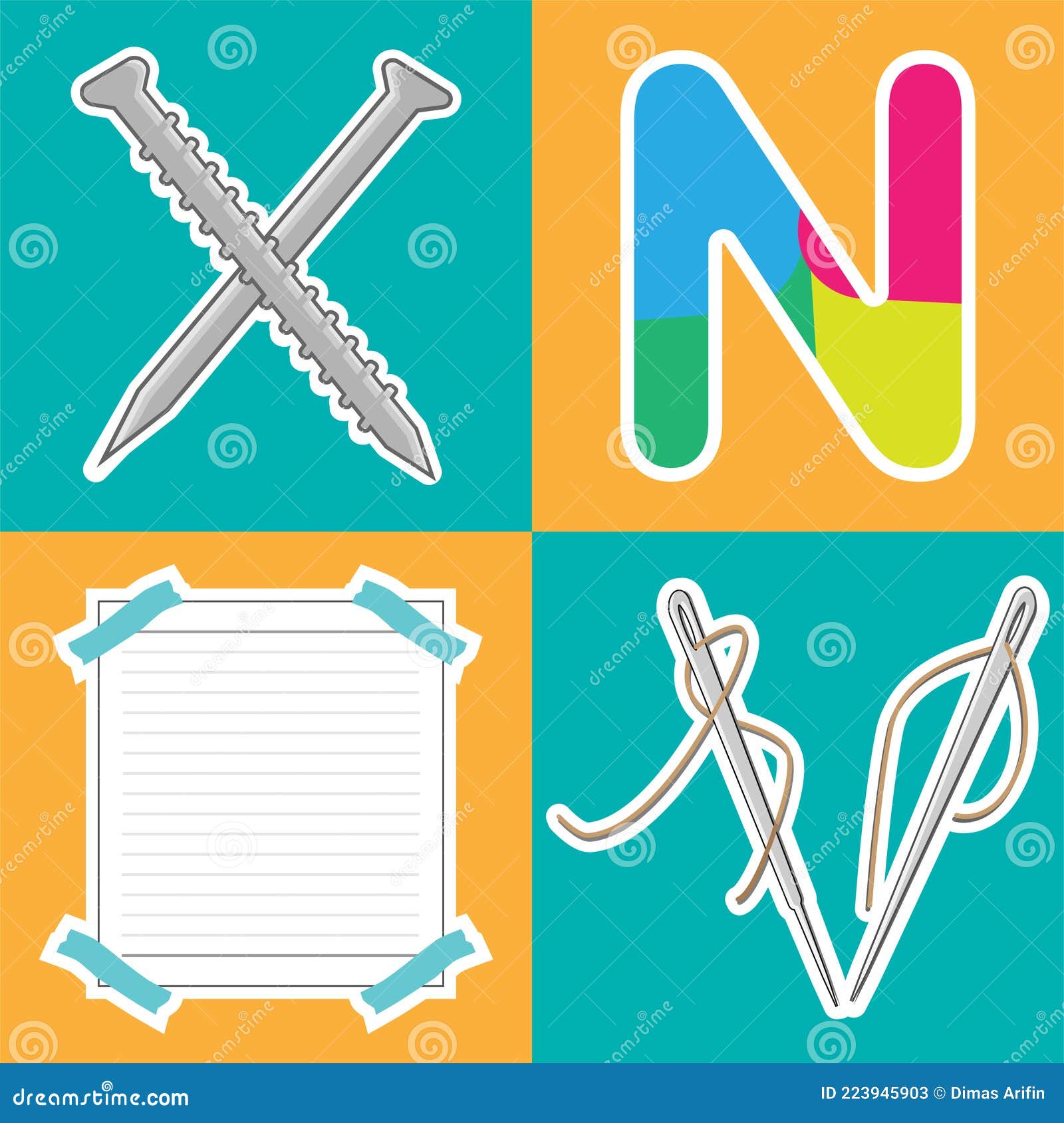 N Letter Flashcard Vector stock illustration. Illustration of education ...