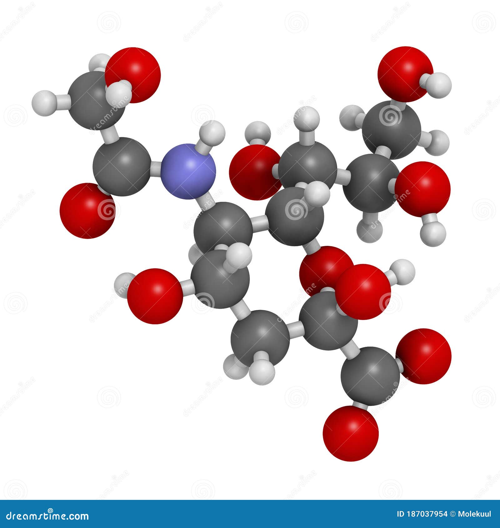 N Glycolylneuraminic Acid Neu5gc Molecule 3d Rendering Sialic Acid Found In Most Mammals But