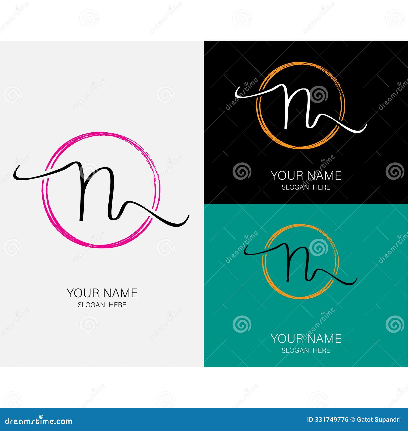 N Initial Handwriting and Signature Logo Beauty Template Stock ...
