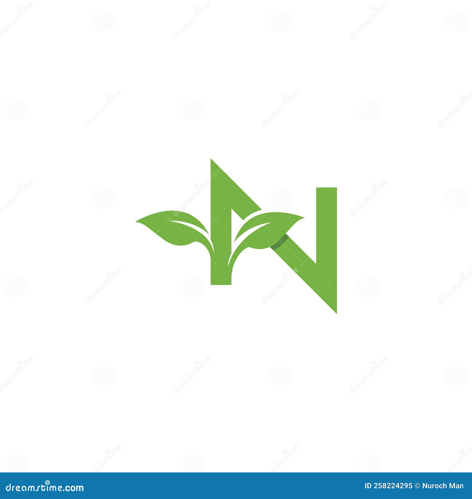 N Initial Letter with Green Leaf. Stock Vector - Illustration of ...