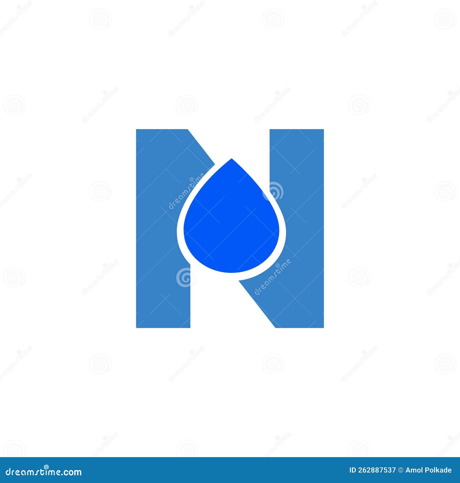N Letter with Blue Water Drop Icon. N Drop Icon Stock Vector ...