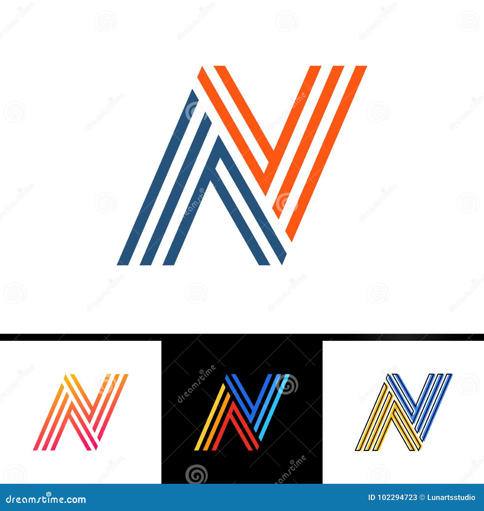 N Letter Formed by Parallel Lines. Vector Design Template Elements for ...