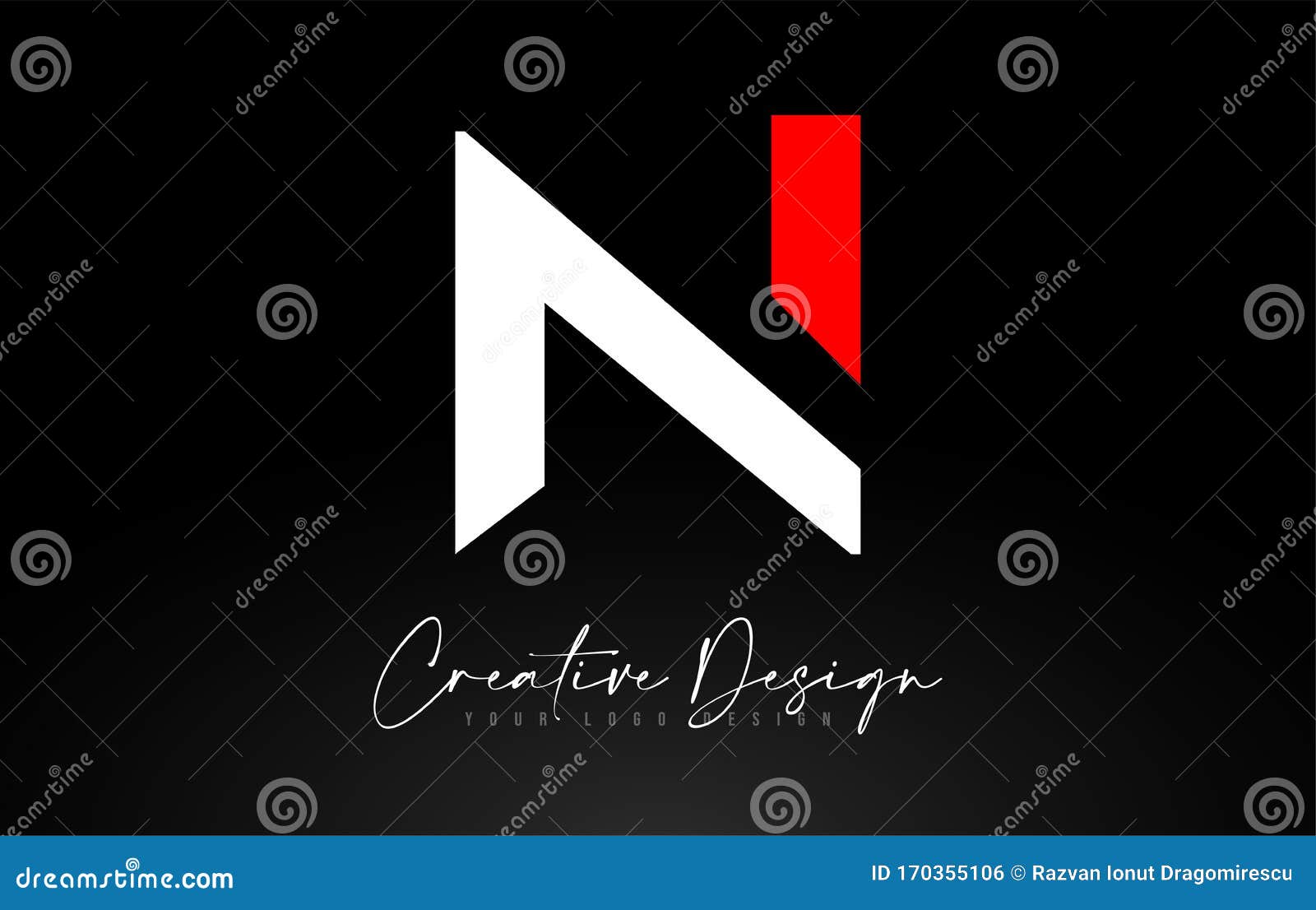 N Letter Icon Design with Creative Modern Look and Teal Background ...