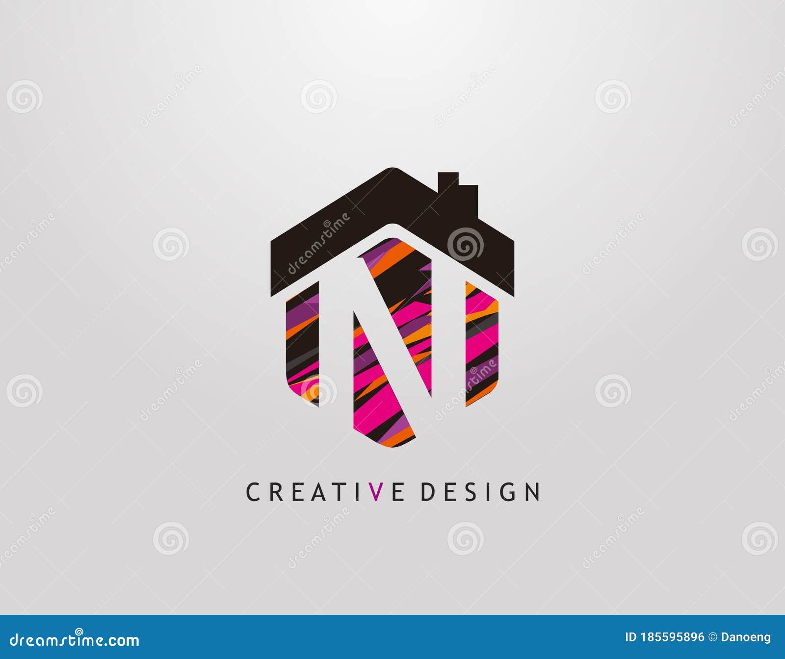 N Letter Logo. Creative Hexagon House Strip Shape with Negative Space ...