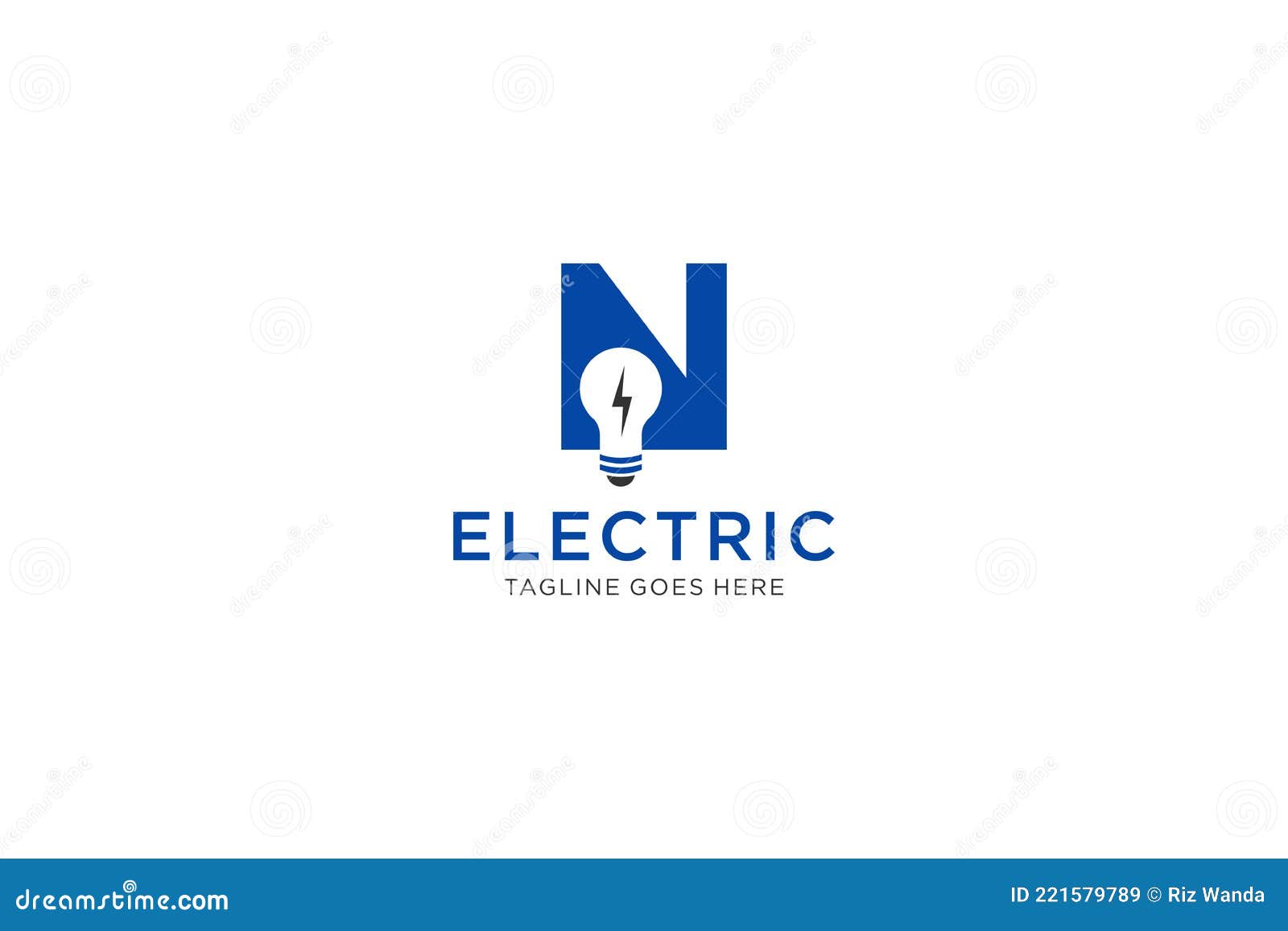 N Letter Logo Design with Light Bulb and Lightning Bolt. Electric Bolt ...