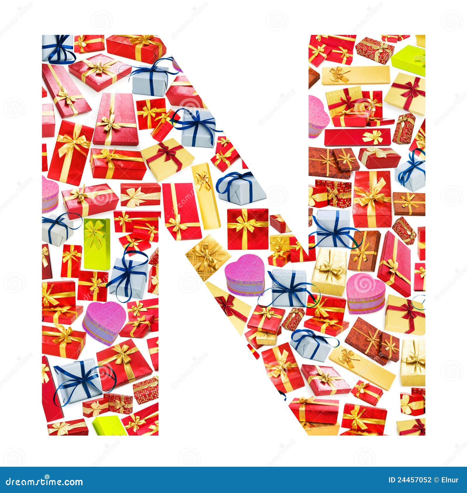 N Letter made of giftboxes stock photo. Image of gold - 24457052