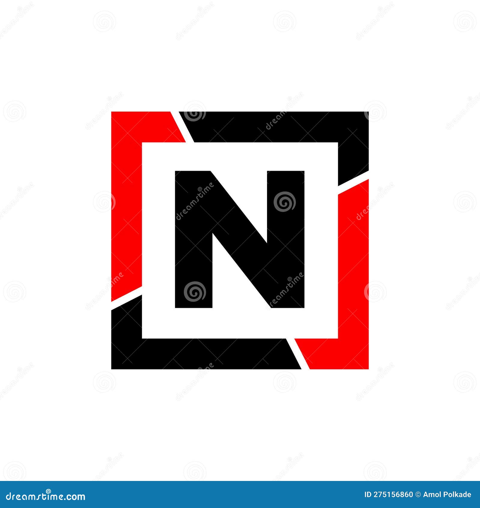 N Letter with Red Black Frame Monogram. N Company Icon Stock Vector ...