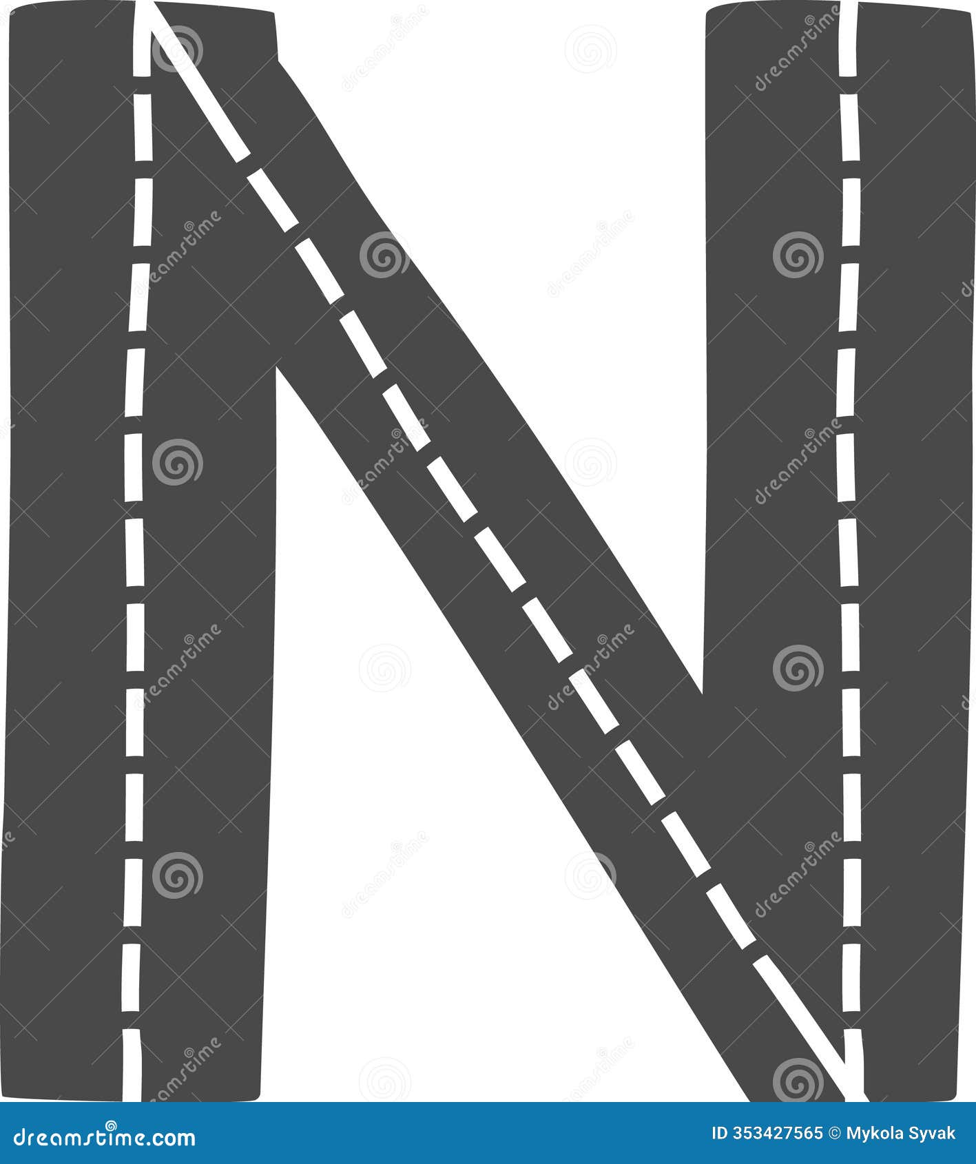 N Letter Road Alphabet Kids Stock Illustration - Illustration of road ...