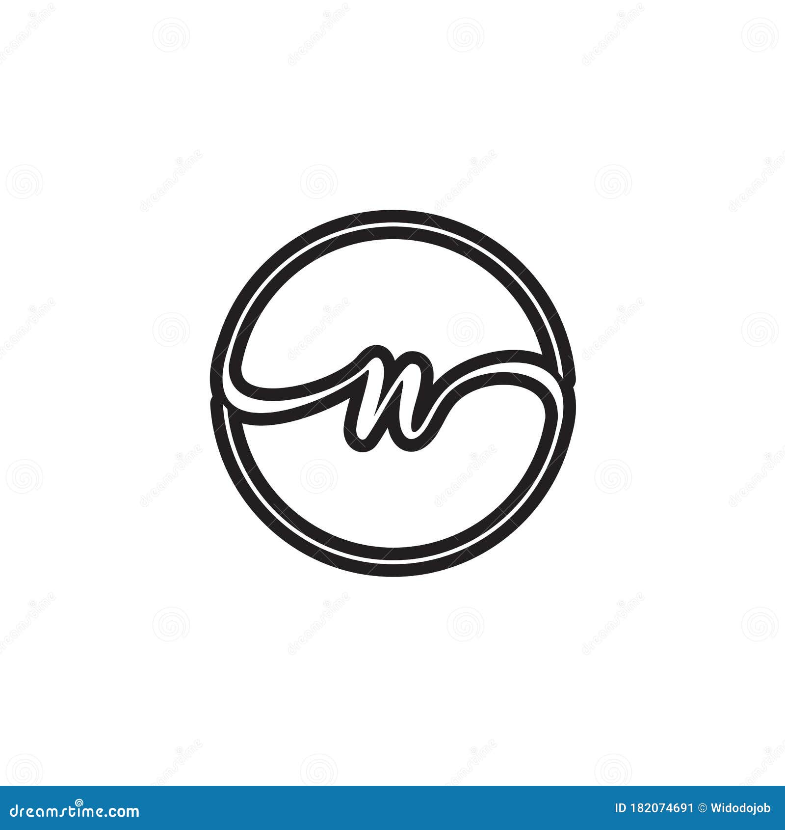 N Letter Script Circle Logo Design Vector Stock Vector - Illustration ...