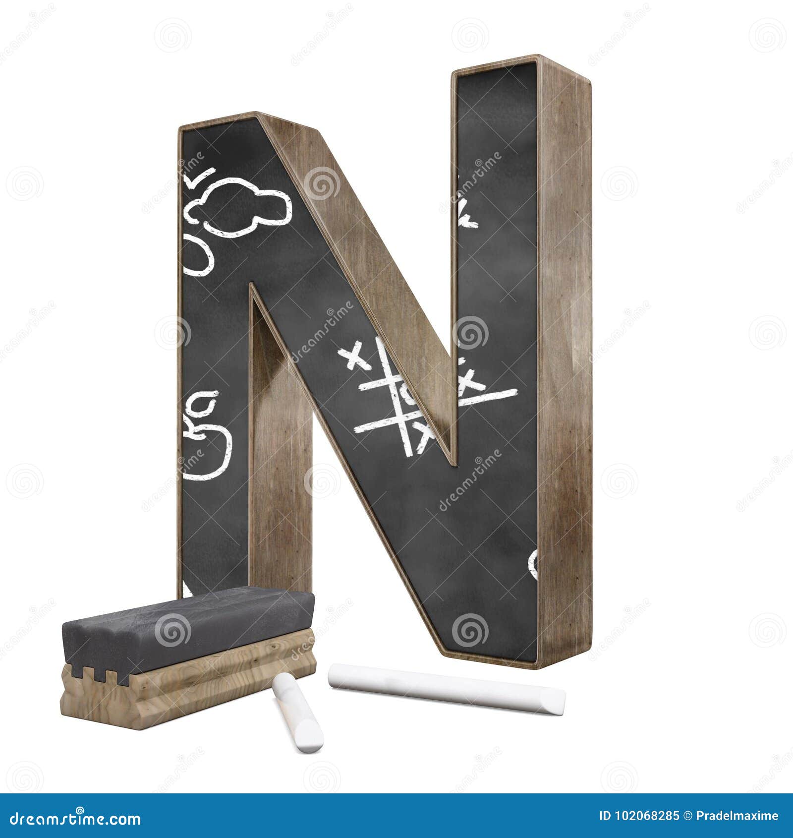 `N` Letter Shaped Chalkboard Stock Illustration - Illustration of ...