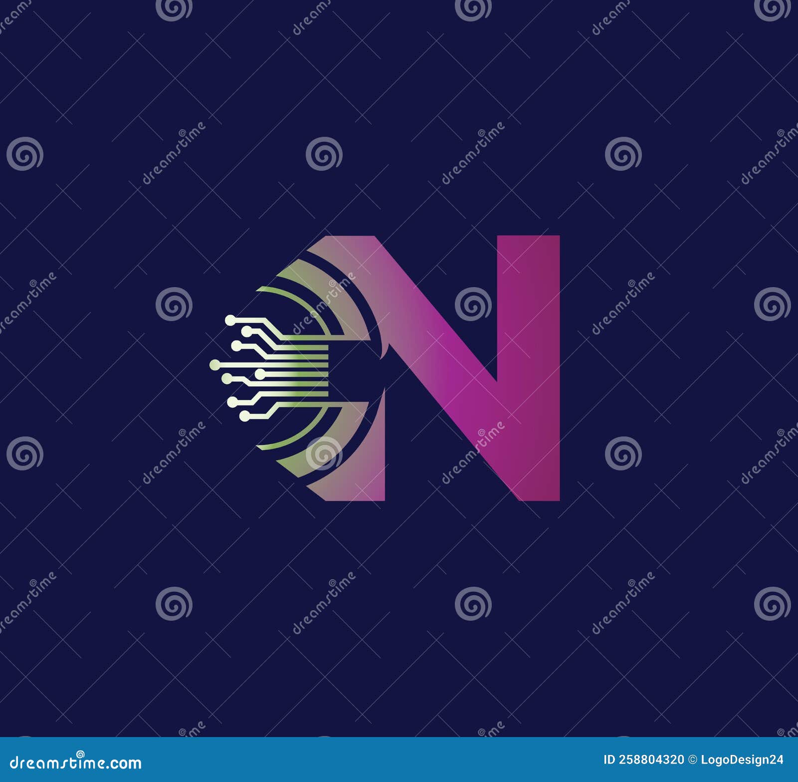 N Letter Technology Logo Design. with Communication Service. Modern ...