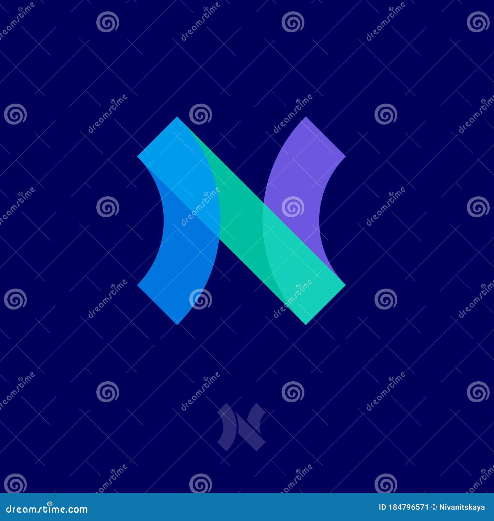 N Logo. N Abstract Monogram. Blue, Violet and Azure Transparent ...